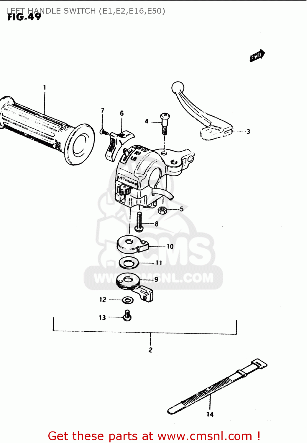 Suzuki FZ50 1981 (X) (E01 E02 E06 E09 E10 E16 E24 E50) LEFT HANDLE ...