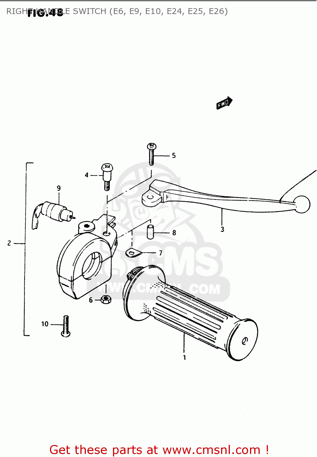 Suzuki FZ50 1986 (G) (E01 E16 E24 E25 E26) RIGHT HANDLE SWITCH (E6, E9 ...