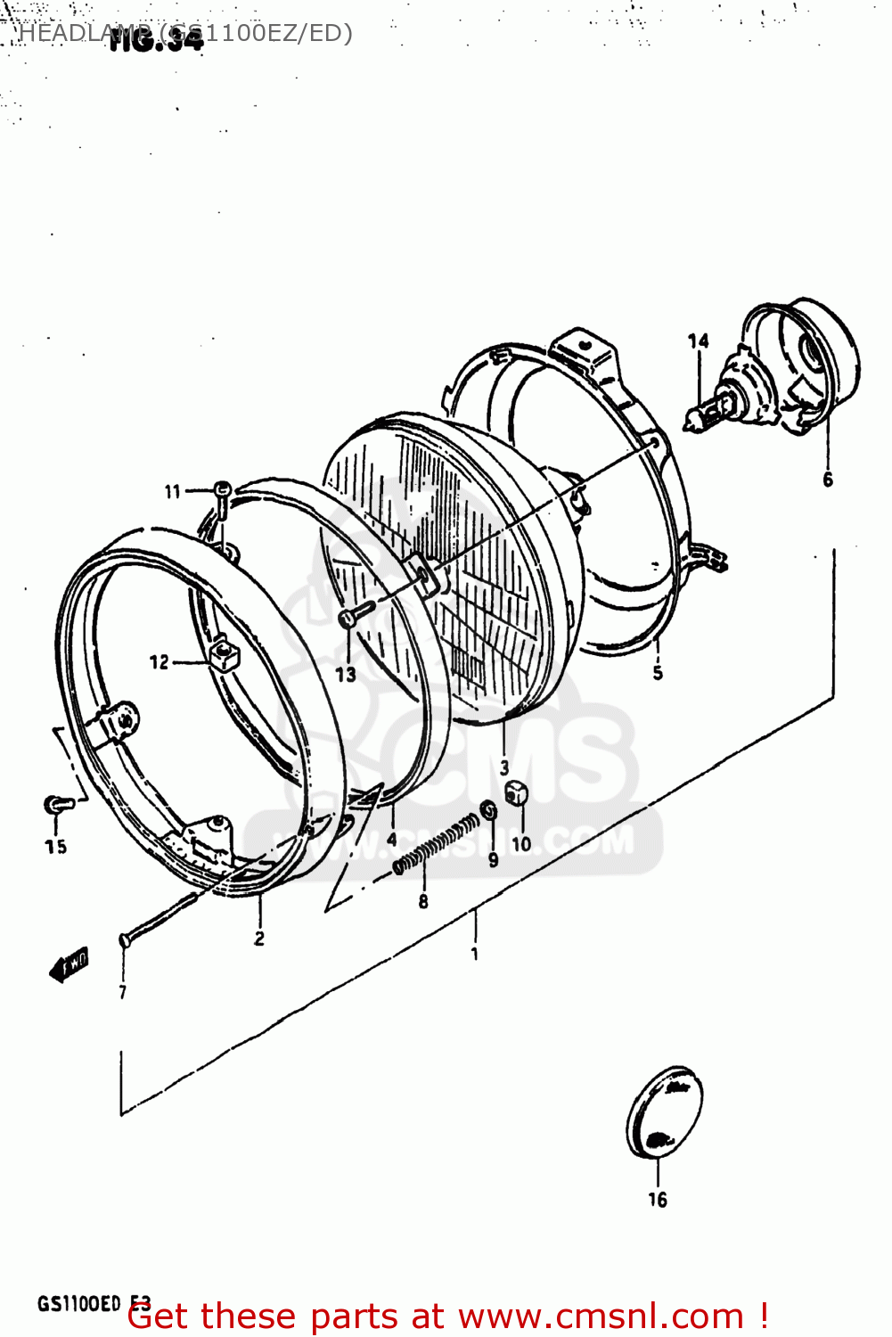 Suzuki GS1100E 1982 (Z) USA (E03) parts lists and schematics