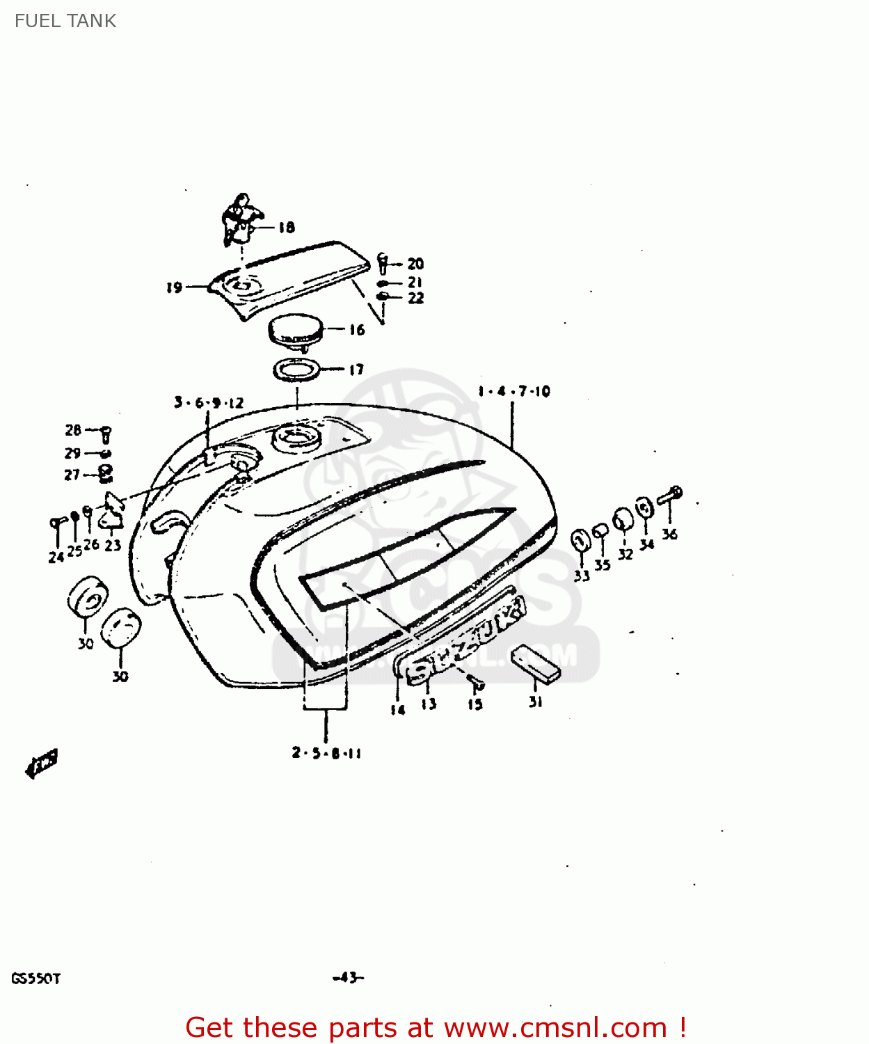 Suzuki GS550 1980 (T) GENERAL EXPORT (E01) FUEL TANK - buy original ...