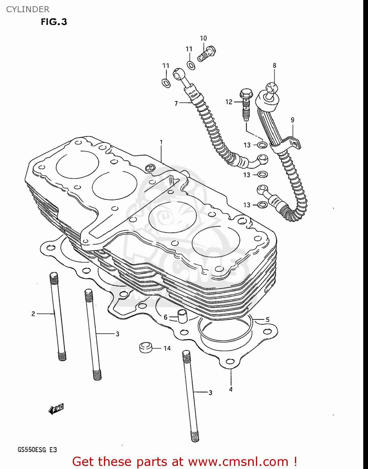 Suzuki GS550EF 1986 (G) USA (E03) CYLINDER - buy original CYLINDER ...