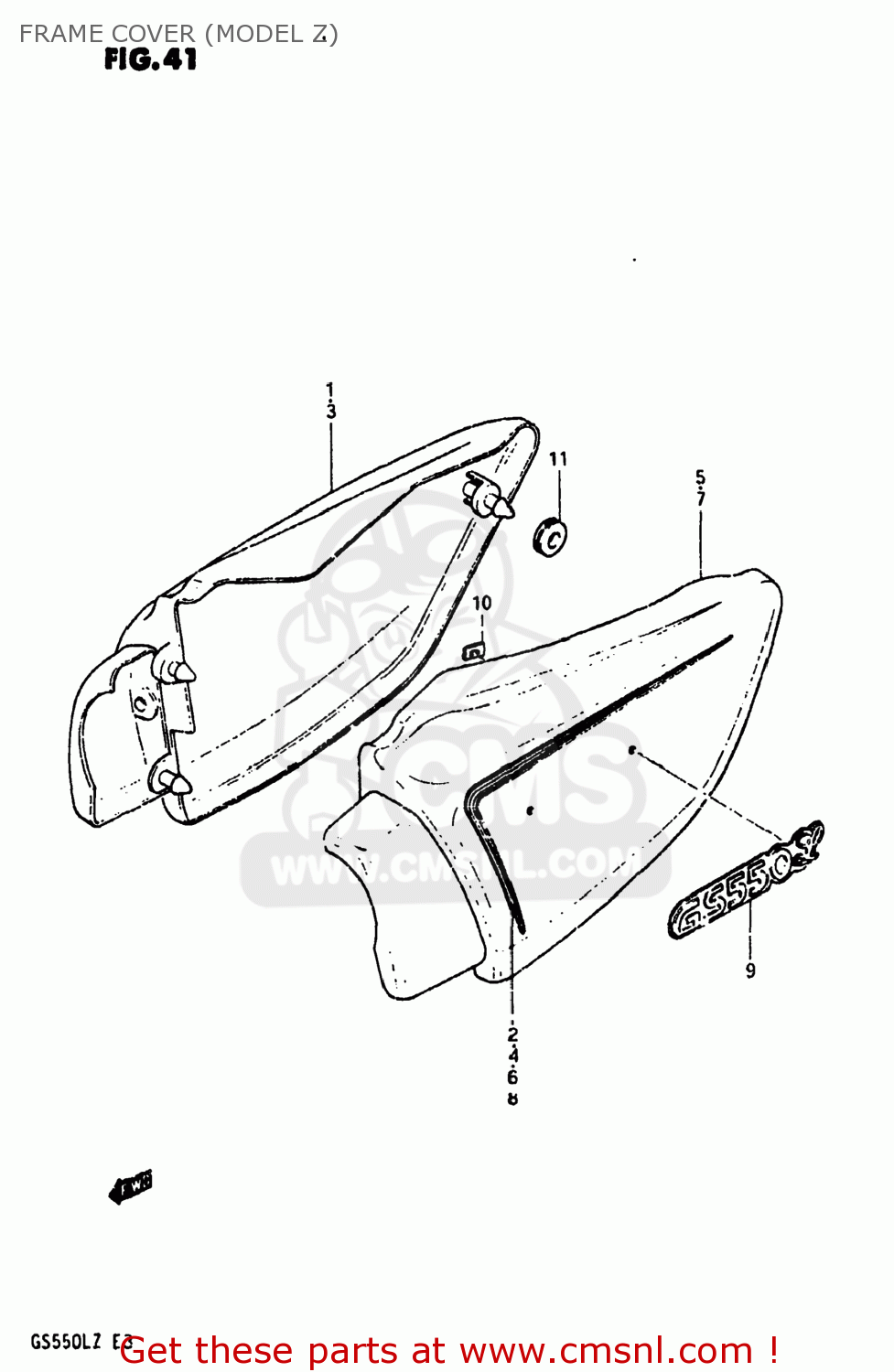 Suzuki GS550L 1982 (Z) USA (E03) FRAME COVER (MODEL Z) - buy original ...