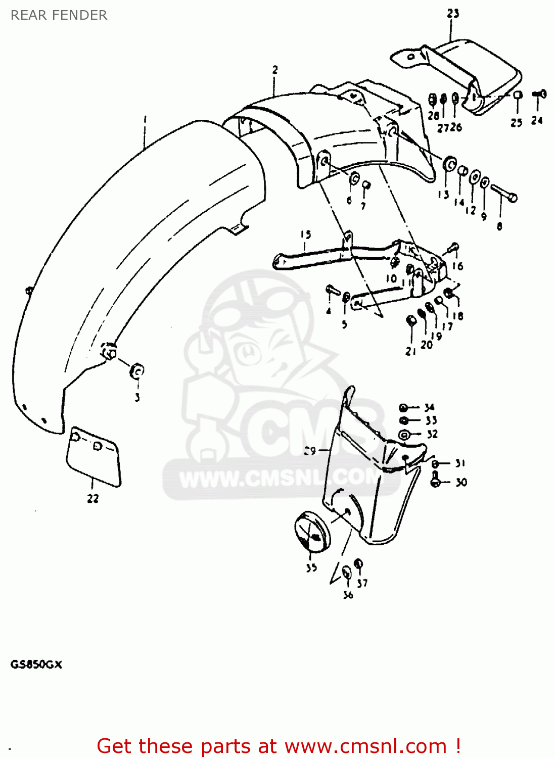 Suzuki GS850G 1981 (X) (E01 E02 E04 E17 E18 E21 E22 E24 E25 E26 E34 E39 REAR FENDER - buy ...