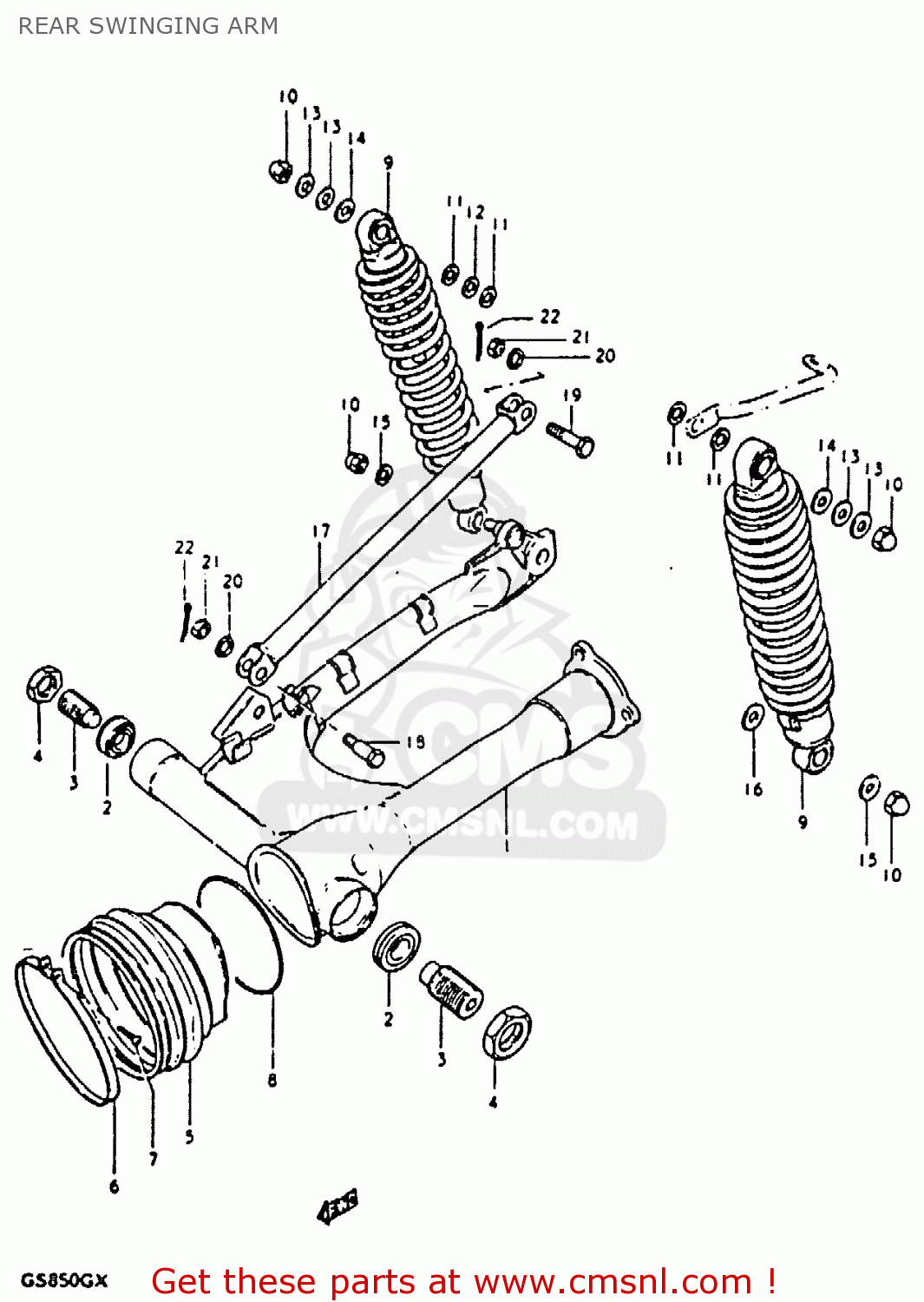 Suzuki GS850G (E01 E02 E04 E17 E18 E21 E22 E24 E25 E26 E34 E39 REAR SWINGING ARM - buy original ...