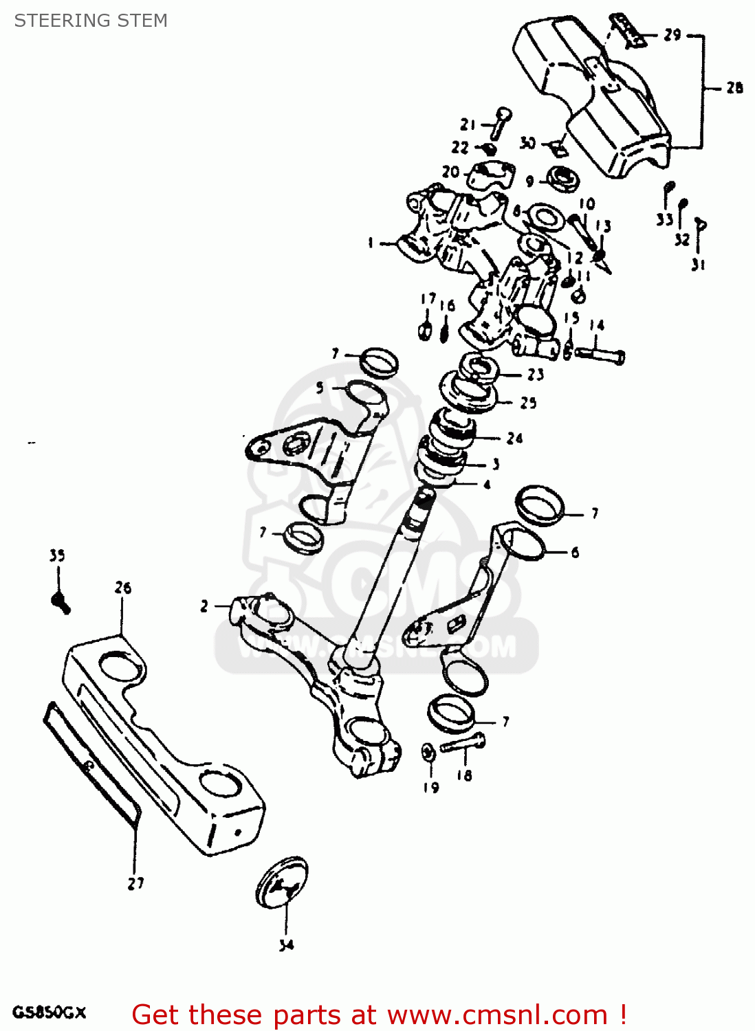 Suzuki GS850G (E01 E02 E04 E17 E18 E21 E22 E24 E25 E26 E34 E39 STEERING STEM - buy original ...