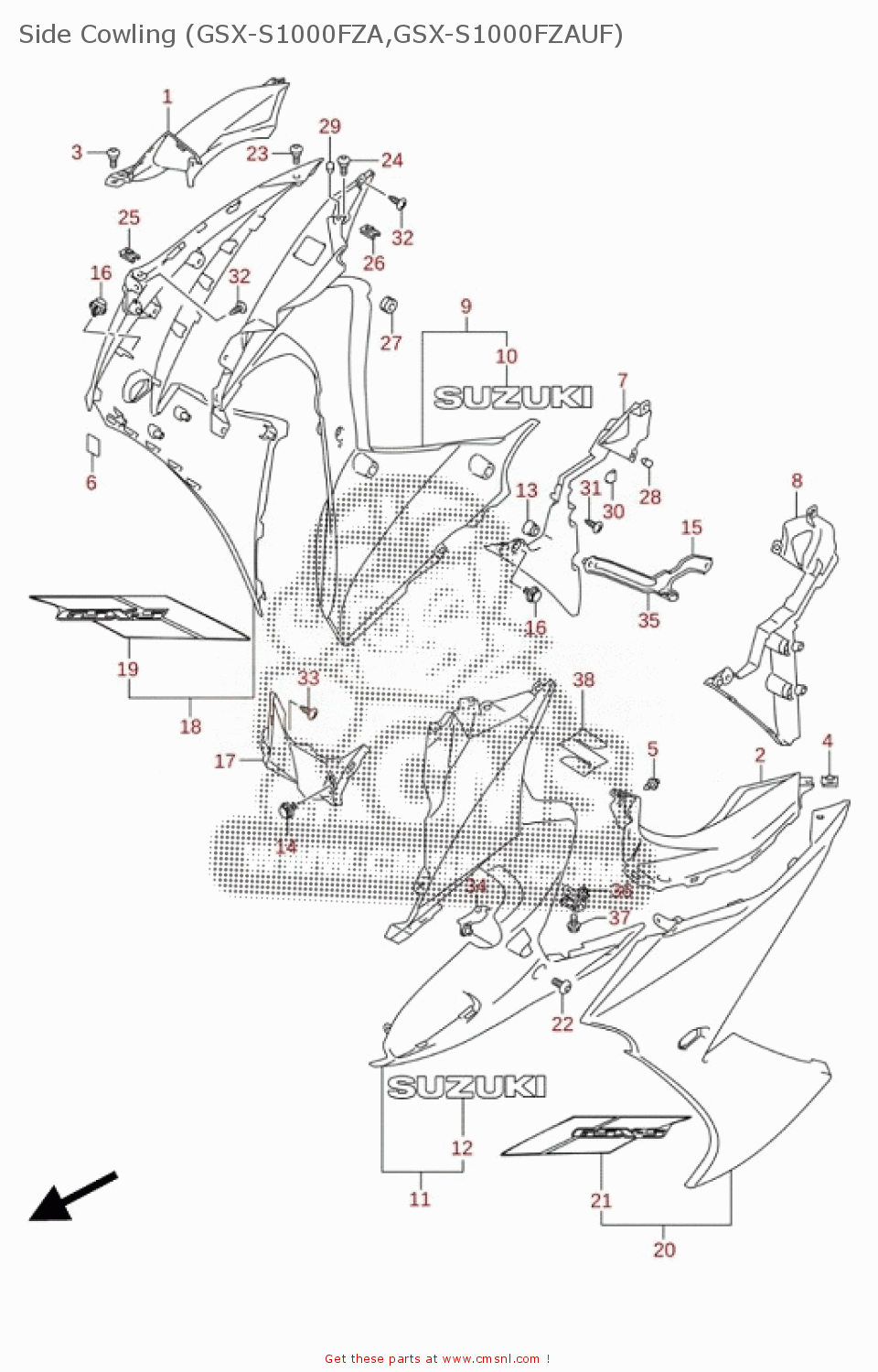 Suzuki GSX-S1000(FA)(FZA) 2020 Side Cowling (GSX-S1000FZA,GSX ...