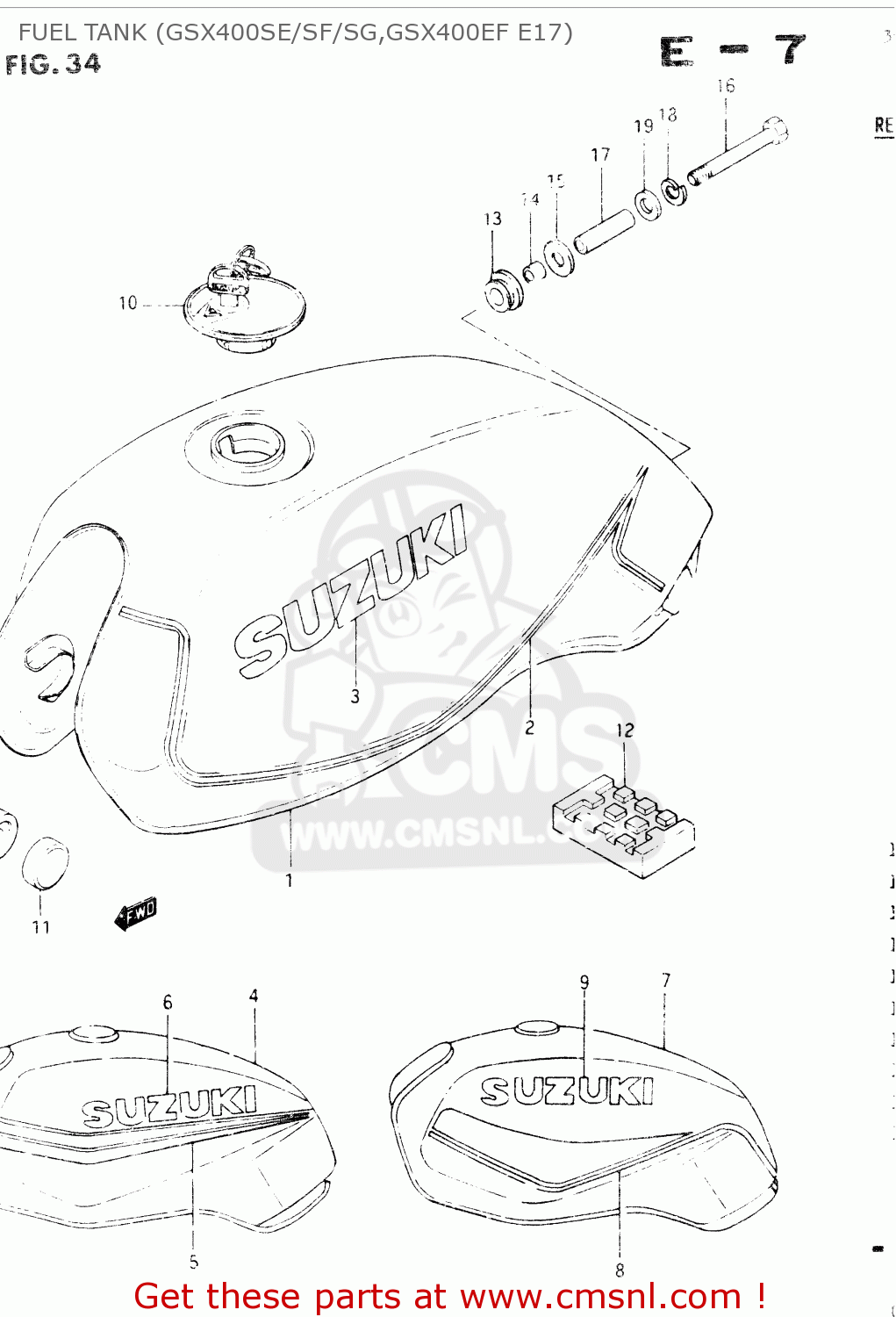 Suzuki GSX400E 1986 (G) GENERAL EXPORT (E01) FUEL TANK (GSX400SE/SF/SG,GSX400EF E17) - buy ...