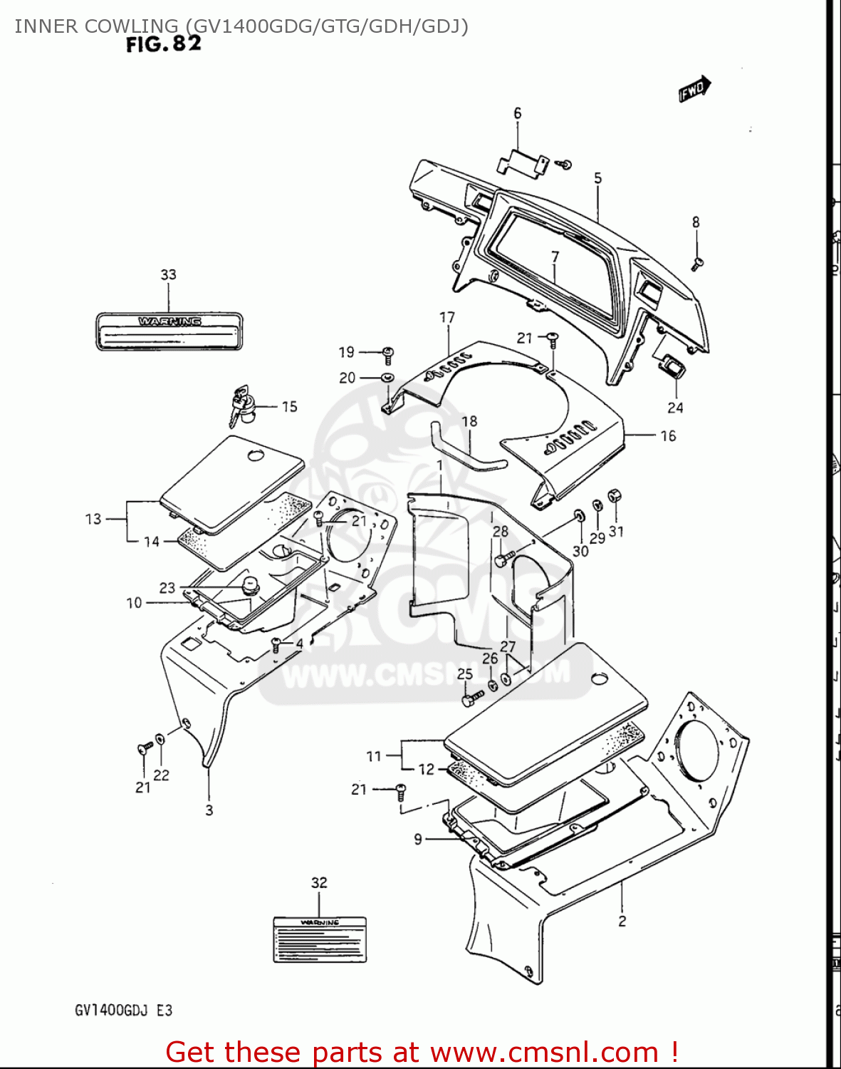 Suzuki GV1400GC CAVALCADE 1986 (G) USA (E03) INNER COWLING (GV1400GDG ...