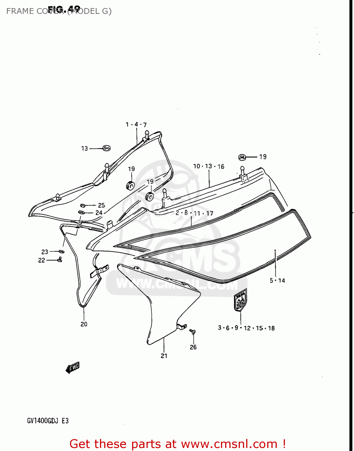 Suzuki GV1400GD CAVALCADE 1986 (G) USA (E03) parts lists and schematics