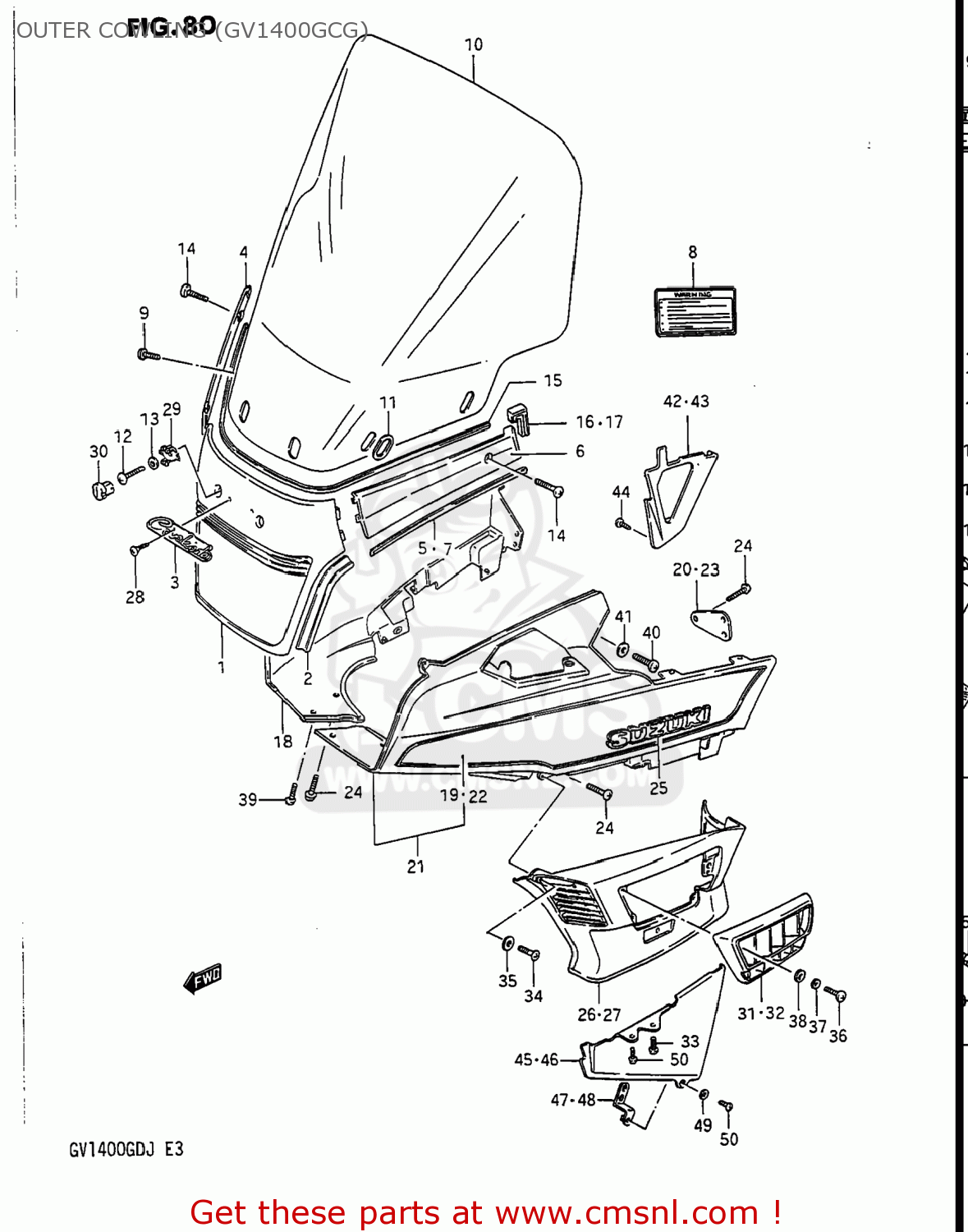 Suzuki GV1400GD CAVALCADE 1986 (G) USA (E03) OUTER COWLING (GV1400GCG ...