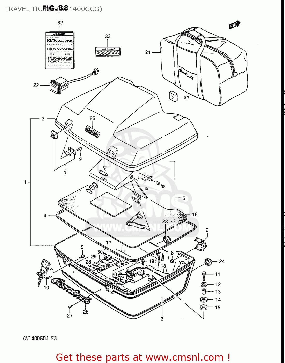 Suzuki GV1400GT CAVALCADE 1986 (G) USA (E03) TRAVEL TRUNK (GV1400GCG ...