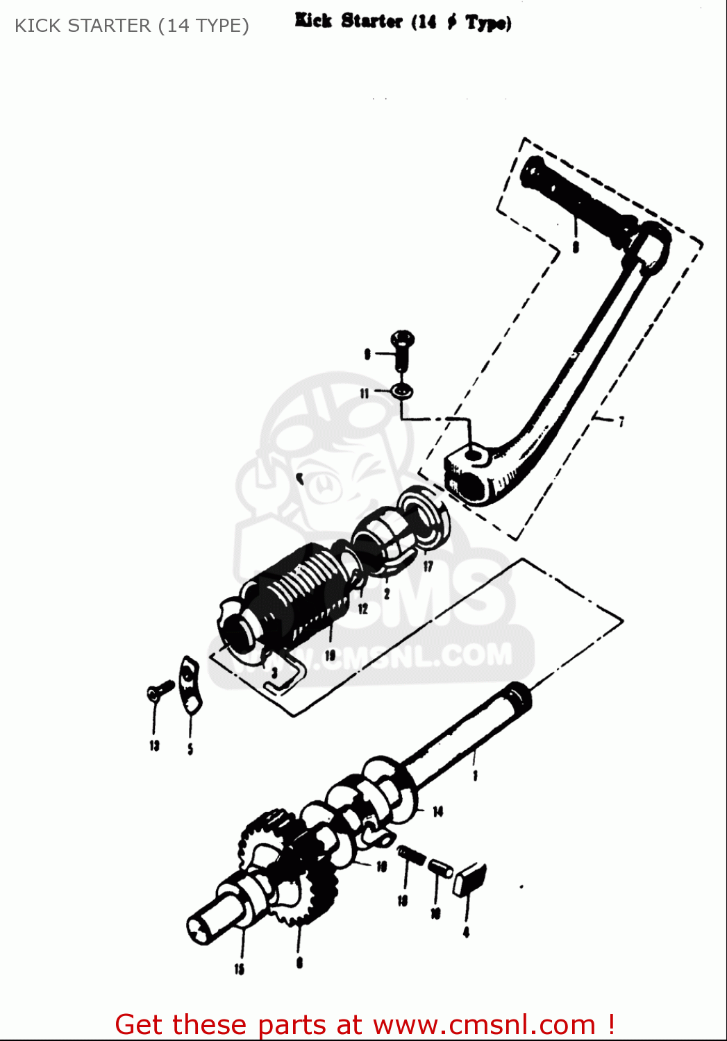 Suzuki K10 K11 K15 1968 USA (E03) KICK STARTER (14 TYPE) - buy original ...