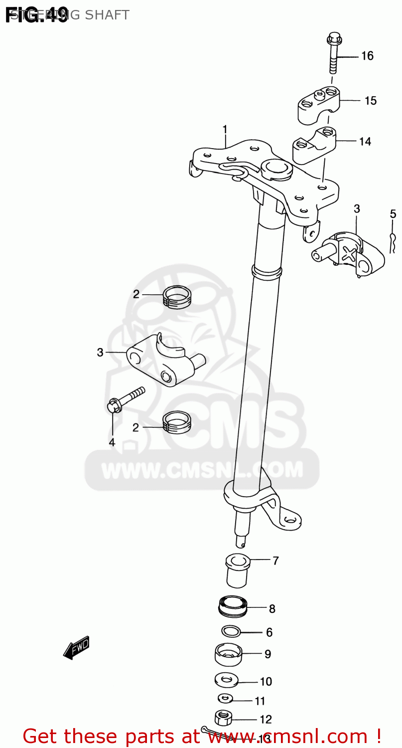 STEERING SHAFT - LT-A500F QUAD MASTER 2001 (K1) USA (E03) QUADMASTER ...