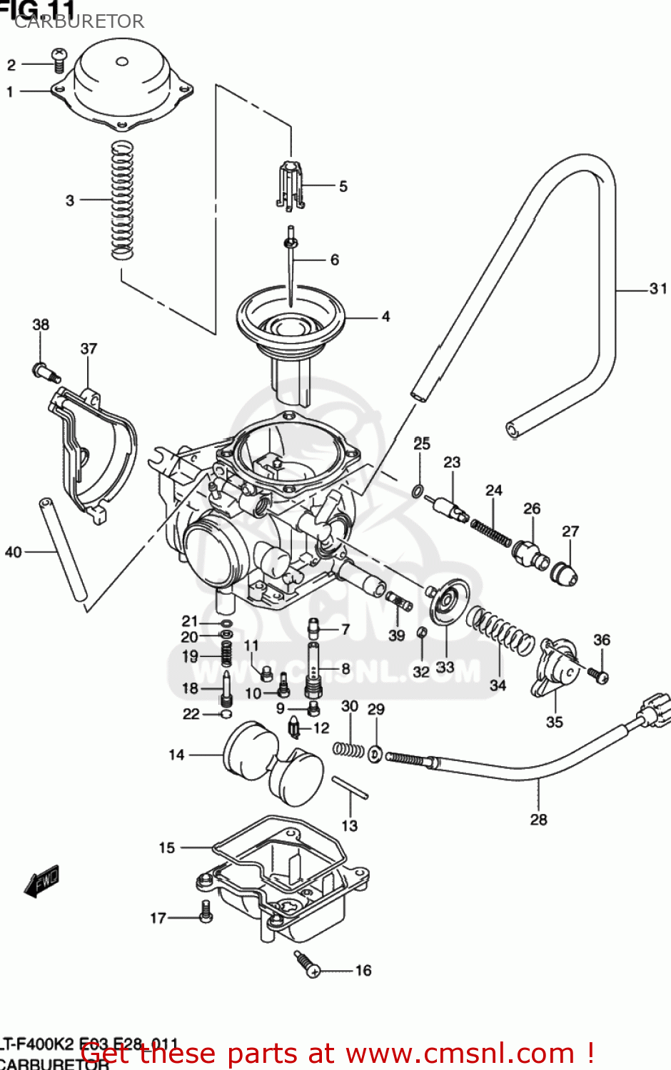 Suzuki LT-F400 EIGER 2WD 2002 (K2) USA (E03) LTF400 LT F400 CARBURETOR ...