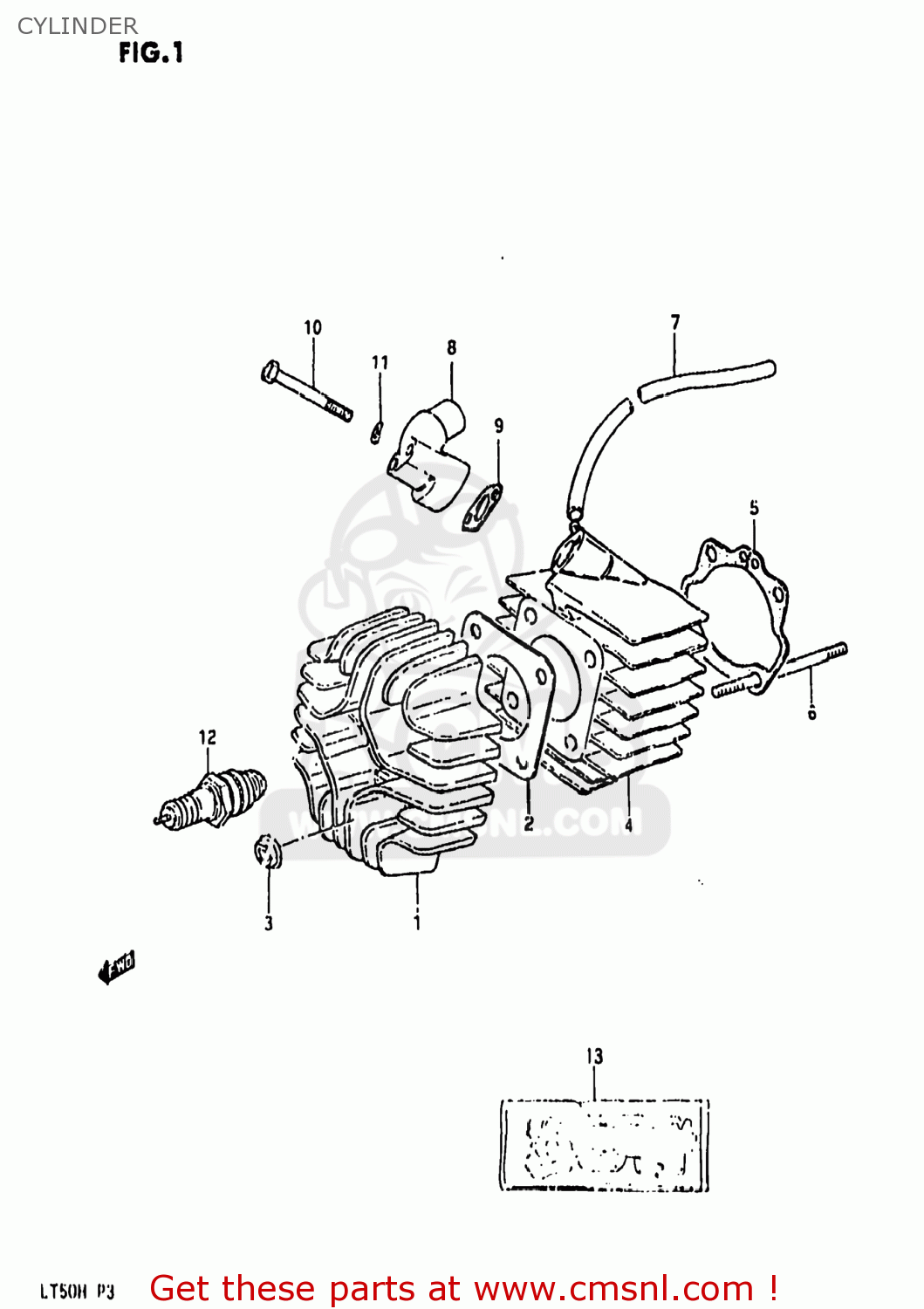 Suzuki LT50 1984 (E) USA (E03) CYLINDER - buy original CYLINDER spares ...