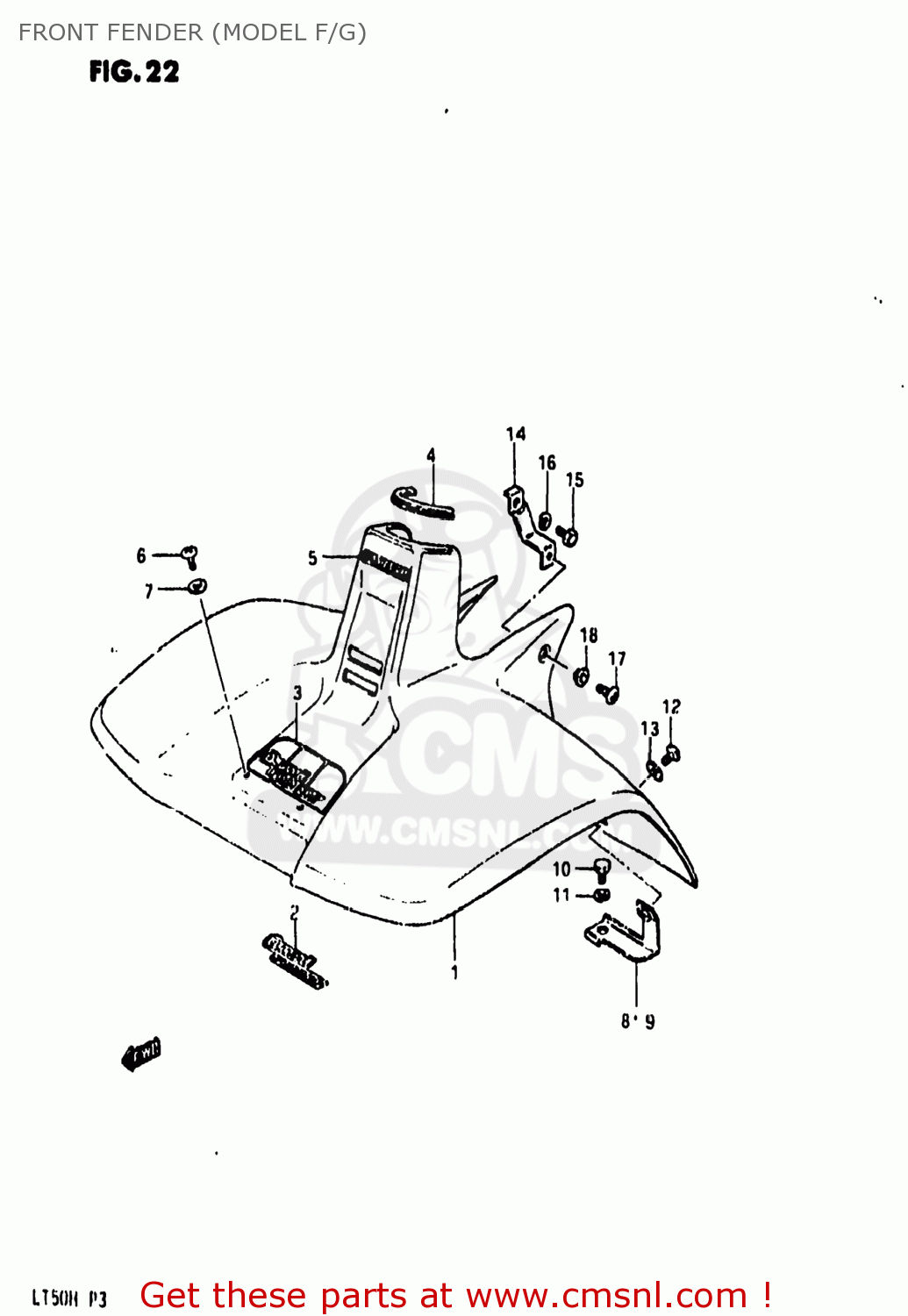 Suzuki LT50 1984 (E) USA (E03) FRONT FENDER (MODEL F/G) - buy original ...