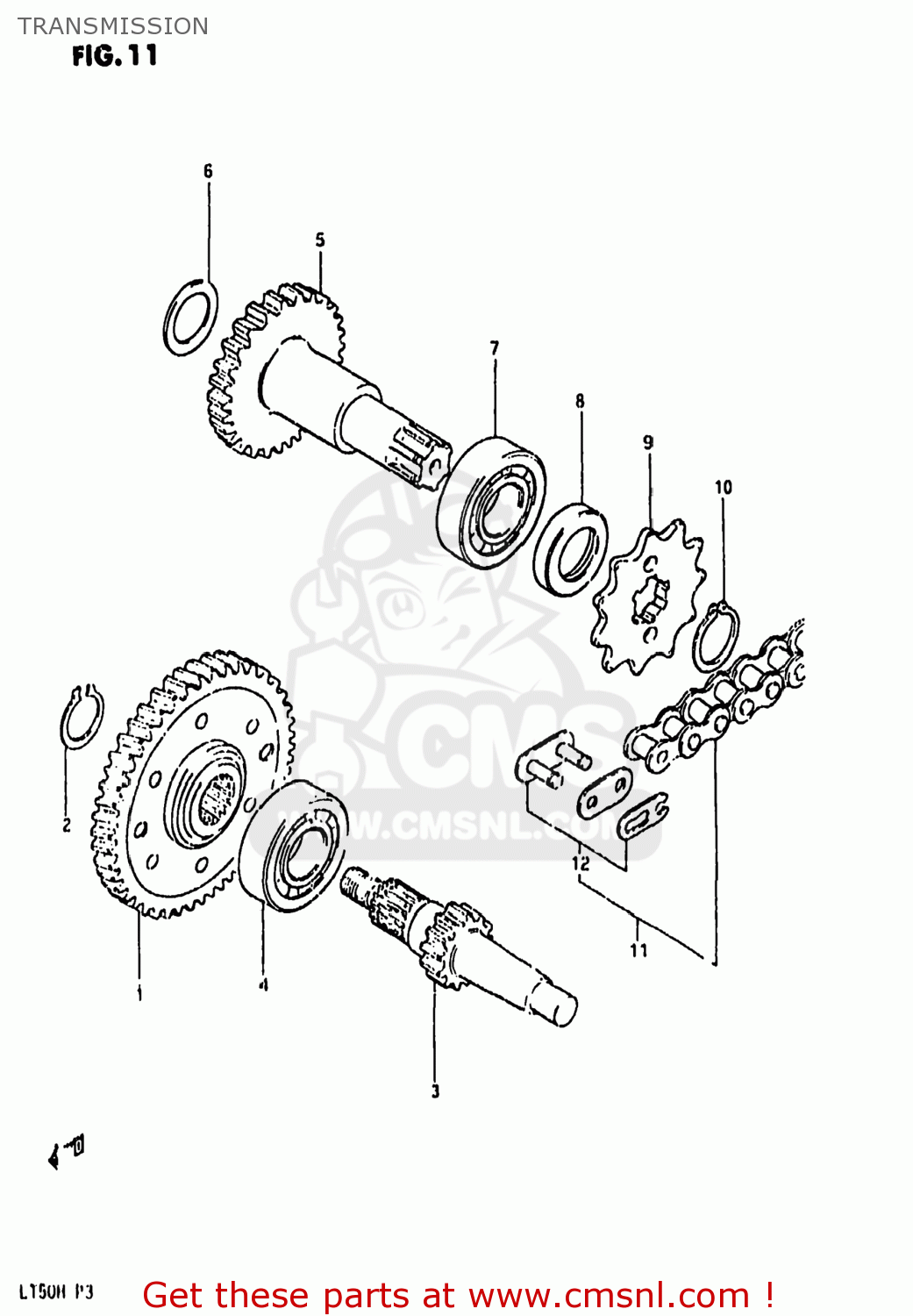 Suzuki LT50 1985 (F) USA (E03) TRANSMISSION - buy original TRANSMISSION ...