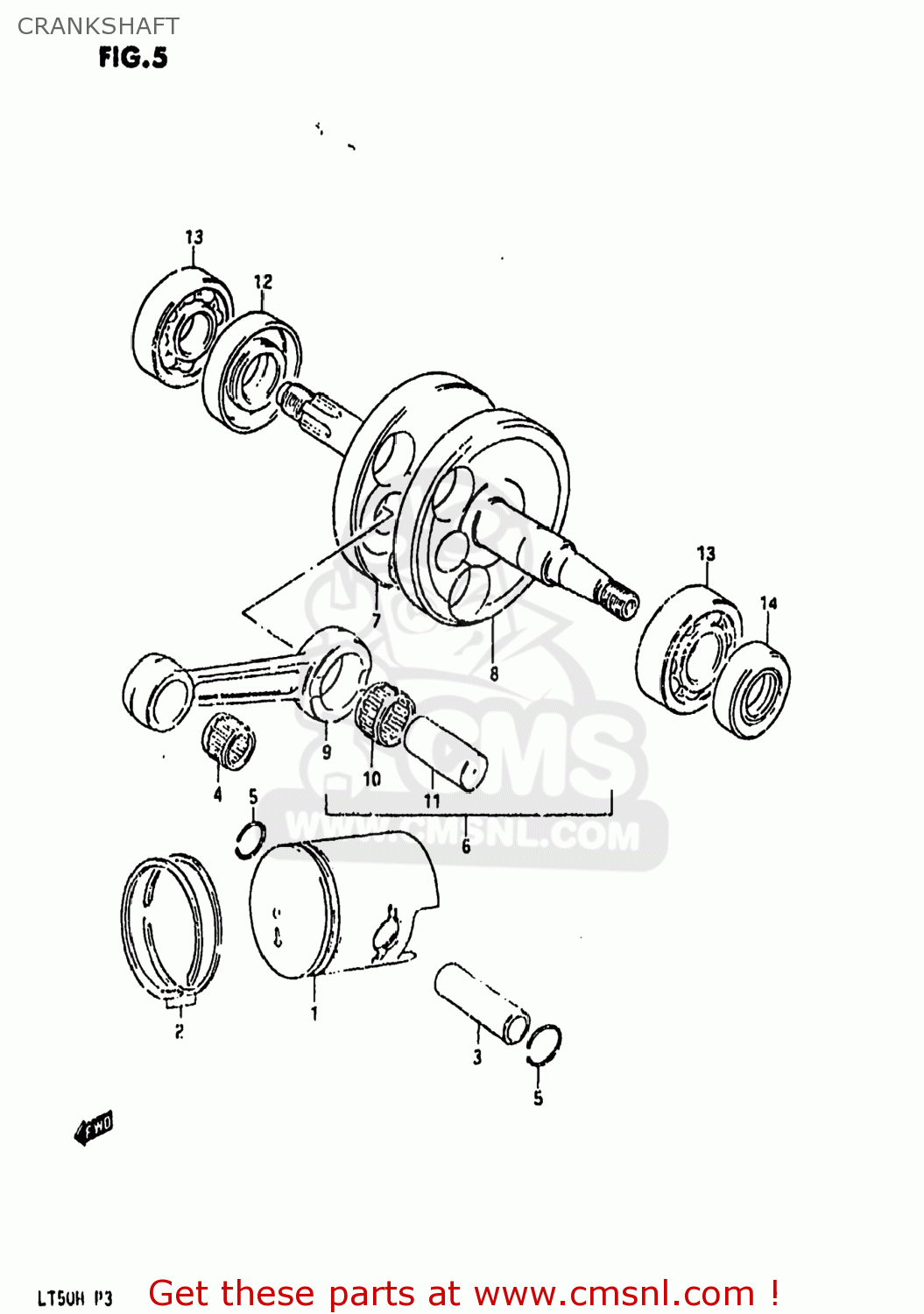 Suzuki LT50 1986 (G) USA (E03) CRANKSHAFT - buy original CRANKSHAFT ...