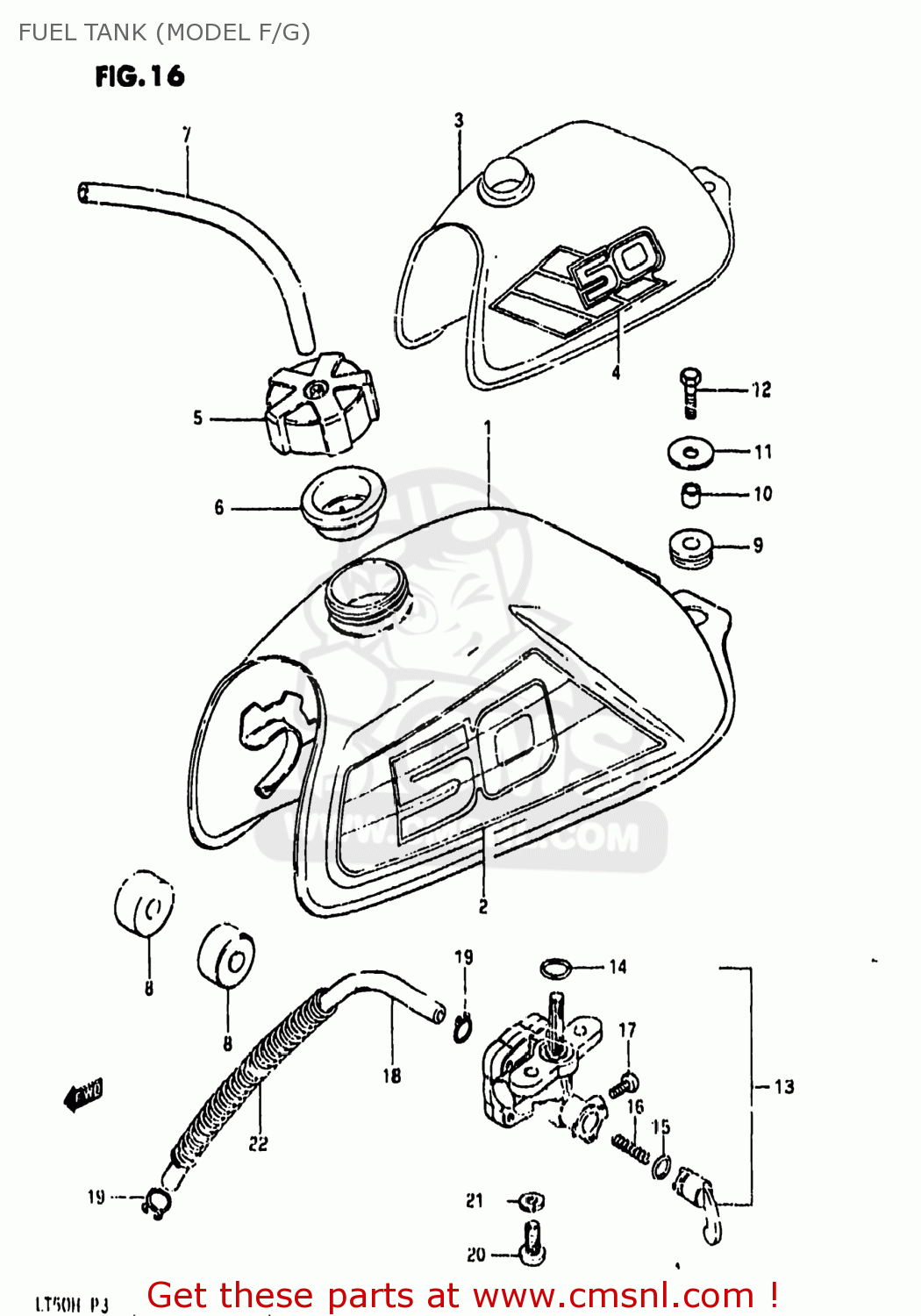 Suzuki LT50 1986 (G) USA (E03) FUEL TANK (MODEL F/G) - buy original ...