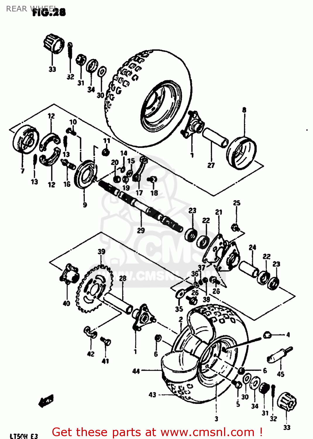 Suzuki LT50 1986 (G) USA (E03) REAR WHEEL - buy original REAR WHEEL ...