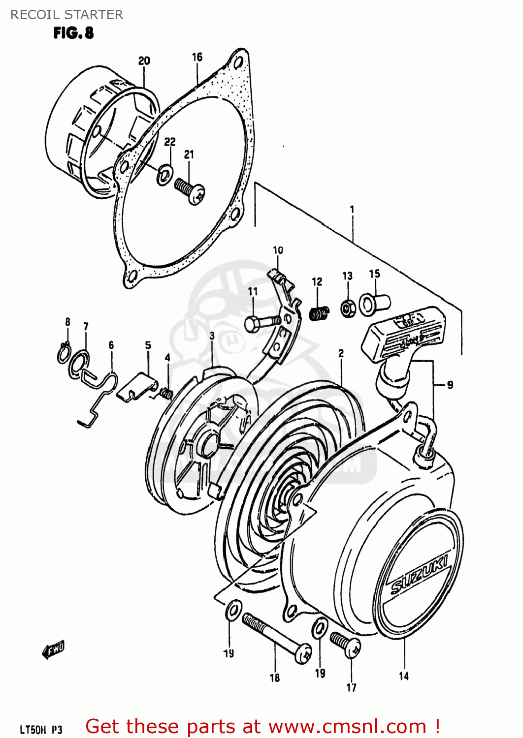 Suzuki LT50 1986 (G) USA (E03) RECOIL STARTER - buy original RECOIL ...