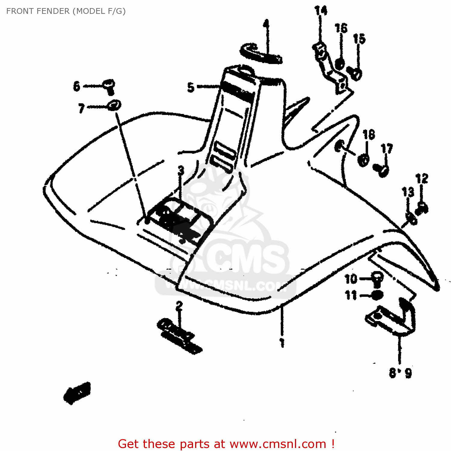 Suzuki LT50 1989 (K) FRONT FENDER (MODEL F/G) - buy original FRONT ...
