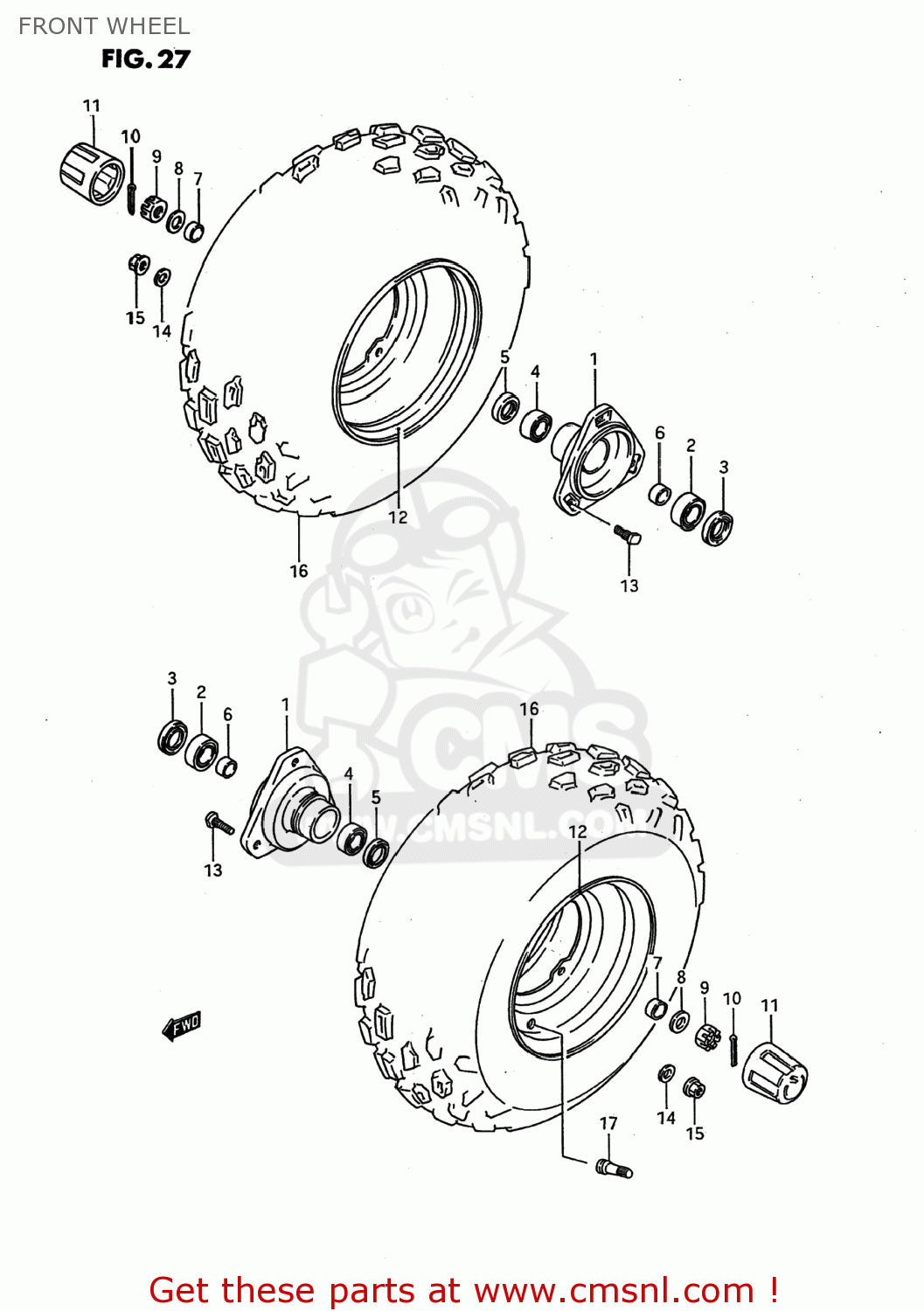 Suzuki LT80 1990 (L) USA (E03) FRONT WHEEL - buy original FRONT WHEEL ...