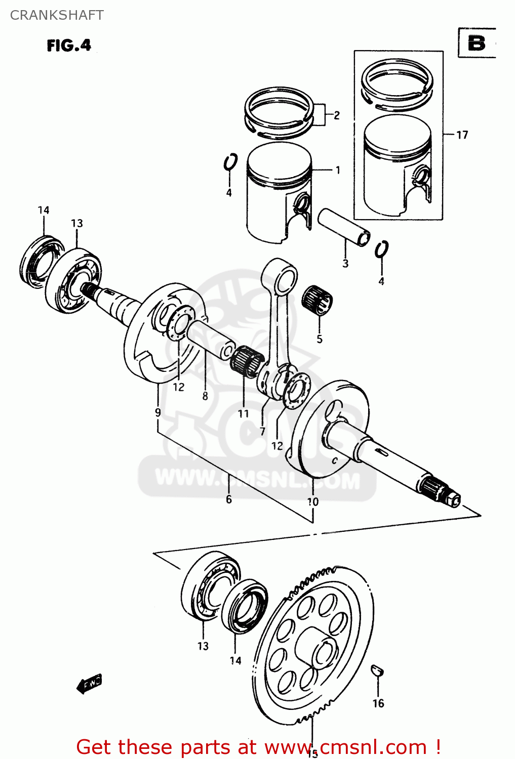 Suzuki LT80 1997 (V) CRANKSHAFT - buy original CRANKSHAFT spares online