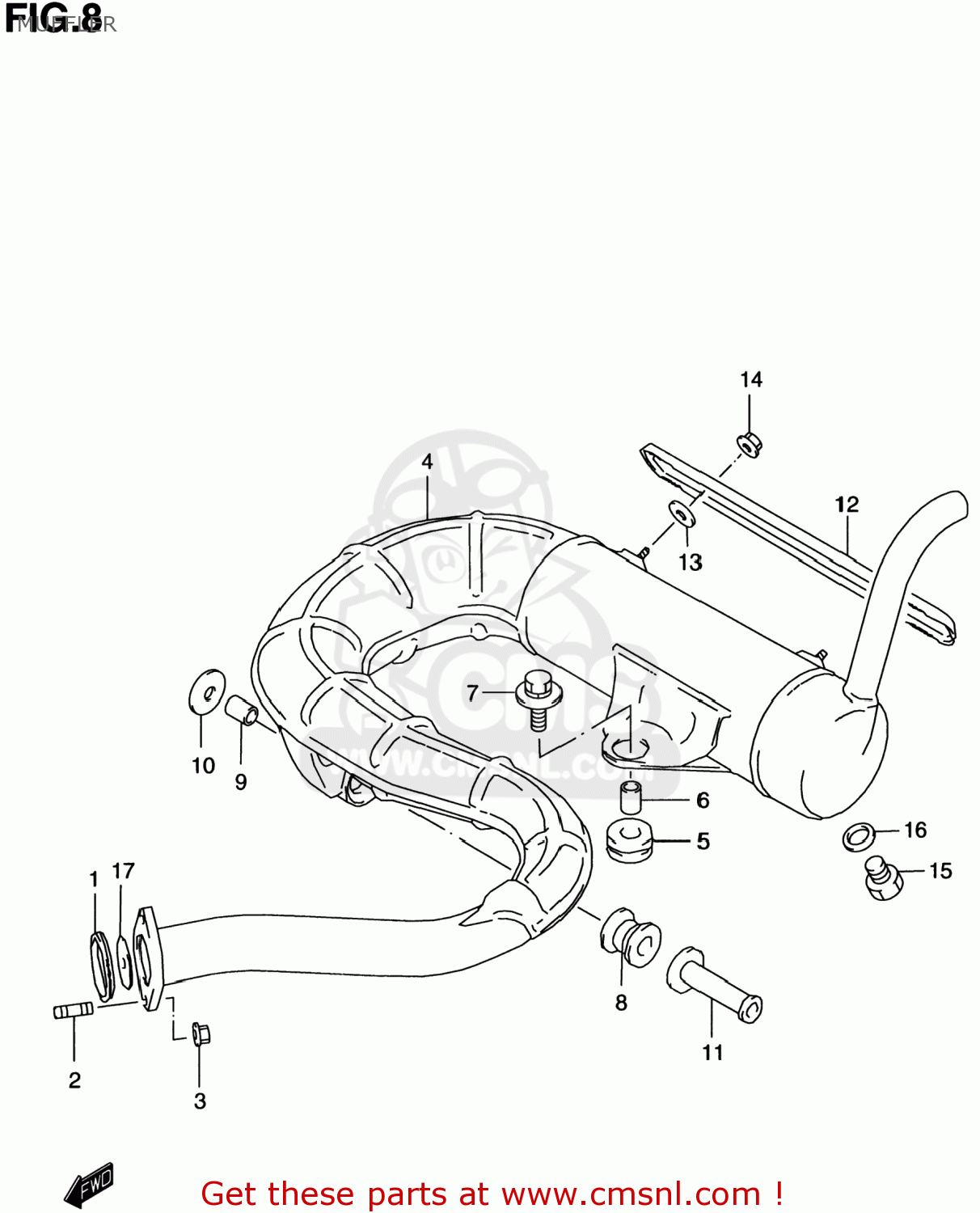 Suzuki LT80 QUAD SPORT 1999 (X) USA (E03) QUADSPORT QUAD-SPORT MUFFLER ...