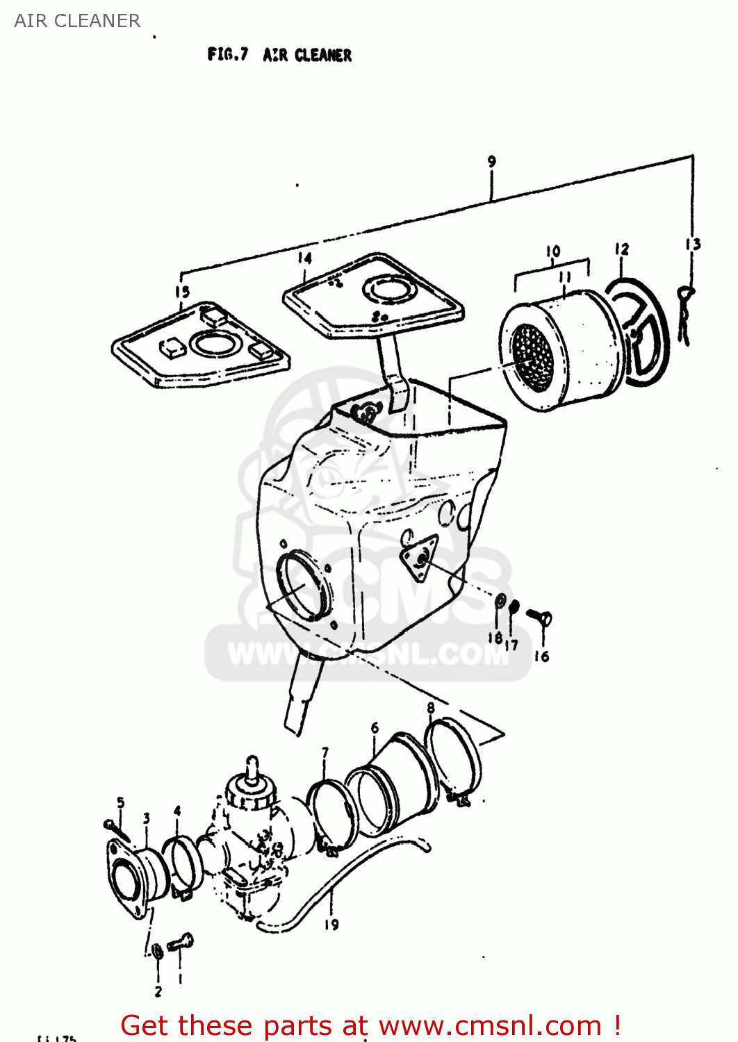 Suzuki PE175 1979 (N) USA (E03) AIR CLEANER - buy original AIR CLEANER ...