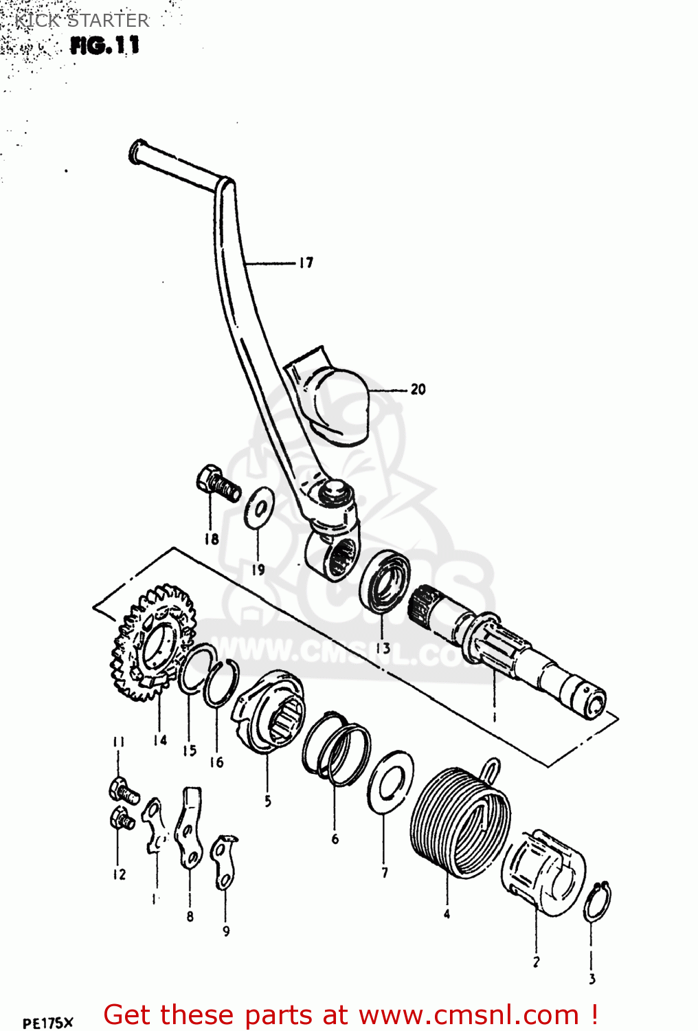 Suzuki PE175 1980 (T) USA (E03) KICK STARTER - buy original KICK ...