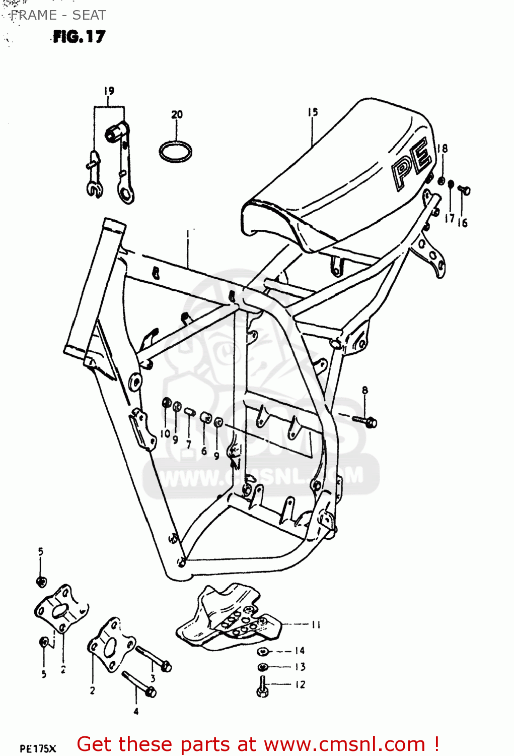Suzuki PE175 1981 (X) USA (E03) FRAME - SEAT - buy original FRAME ...