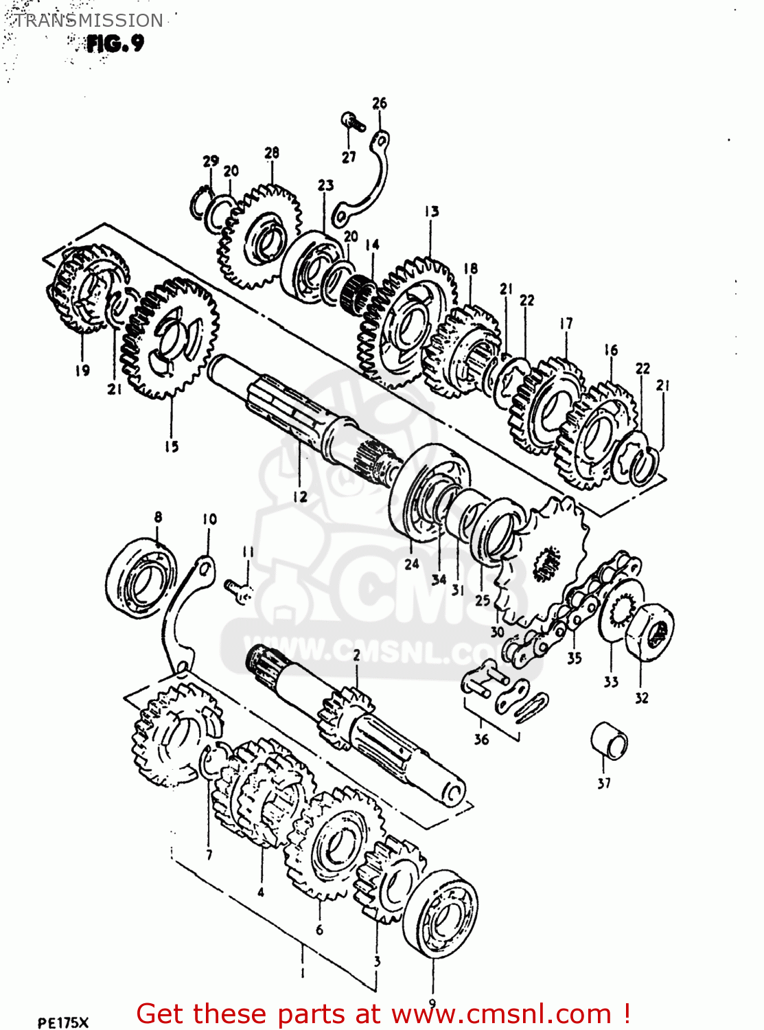 Suzuki PE175 1981 (X) USA (E03) TRANSMISSION - buy original ...