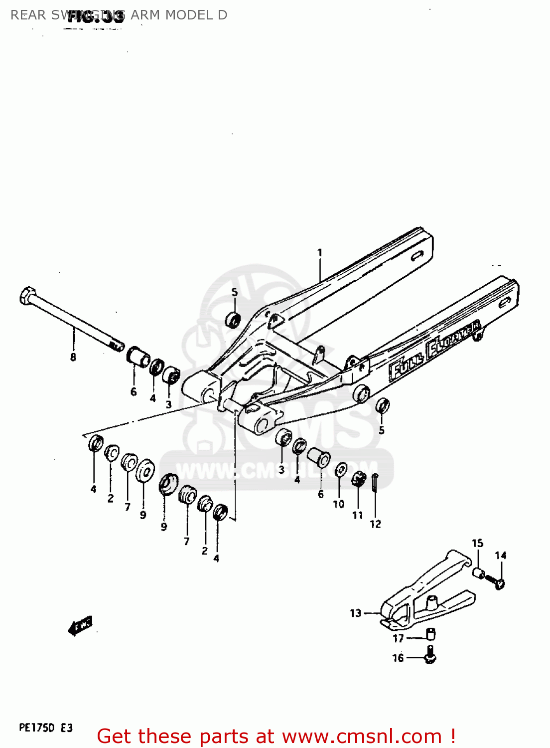 Suzuki PE175 1983 (D) REAR SWINGING ARM MODEL D - buy original REAR ...