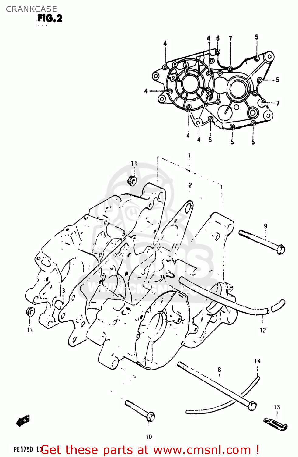 Suzuki PE175 1983 (D) USA (E03) CRANKCASE - buy original CRANKCASE ...