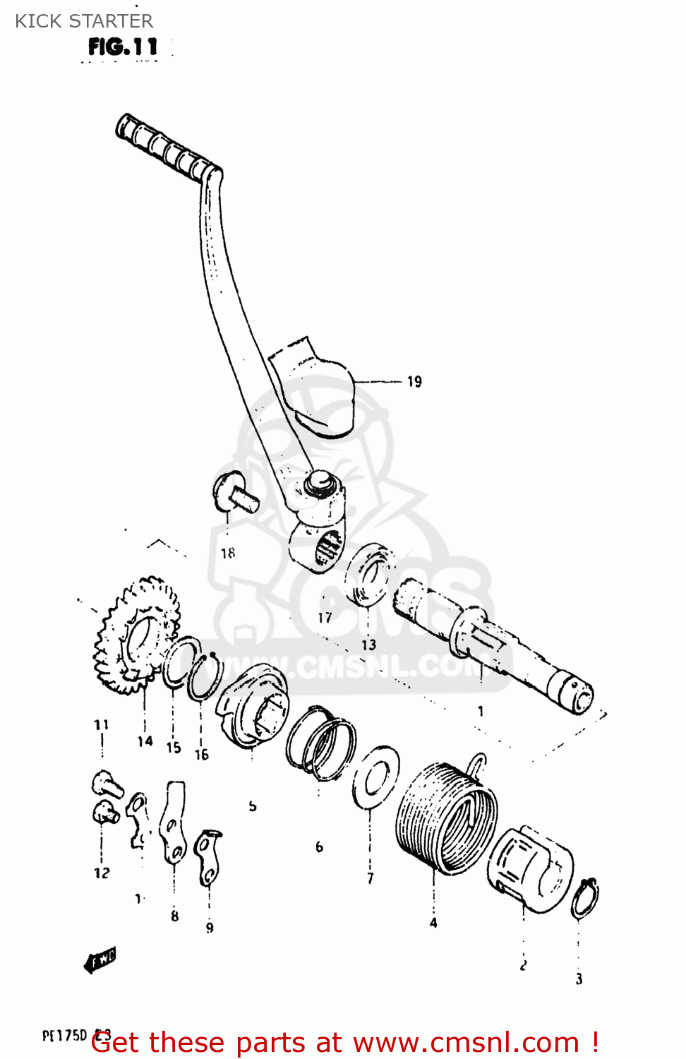 Suzuki PE175 1983 (D) USA (E03) KICK STARTER - buy original KICK ...