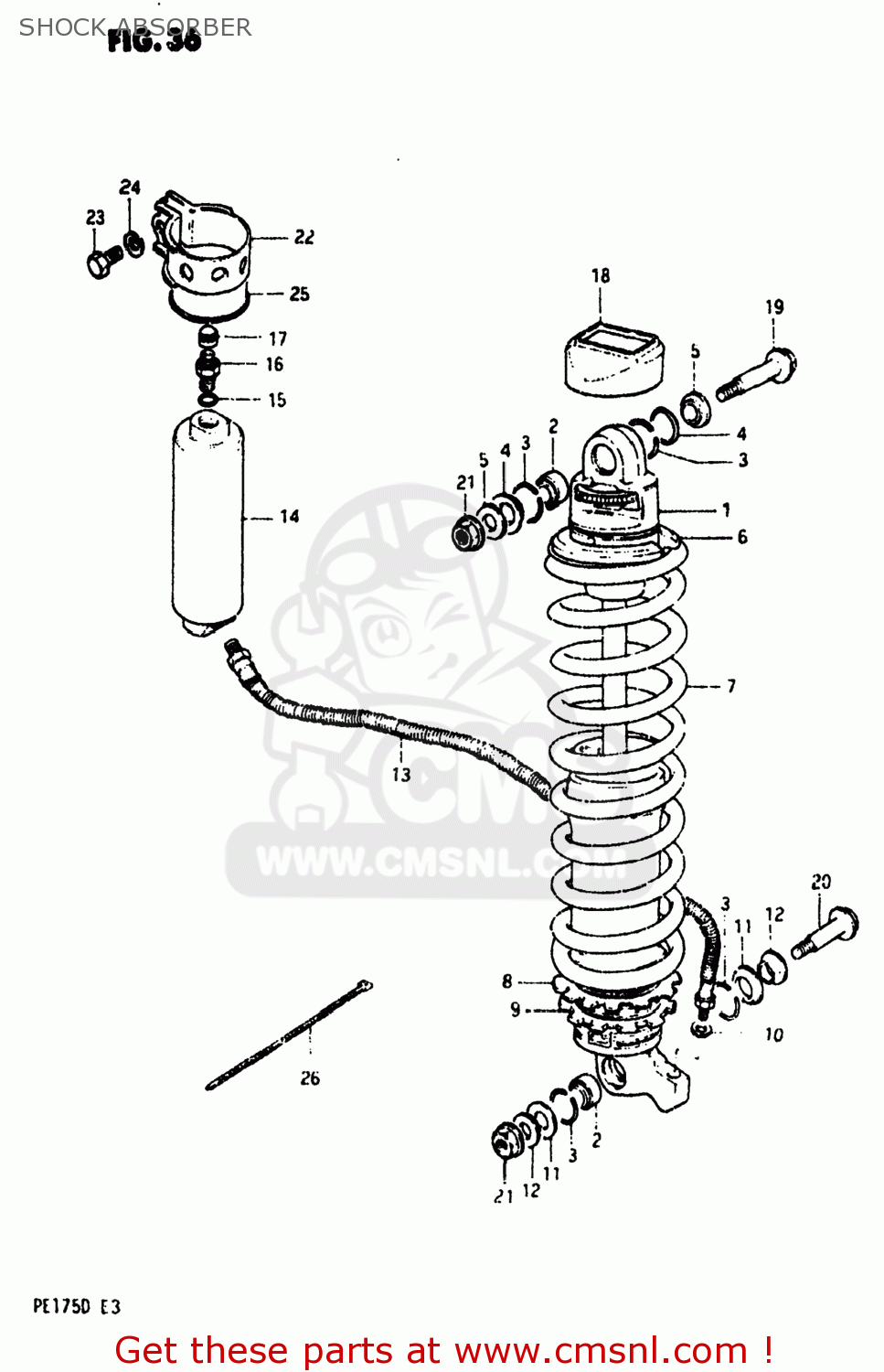 Suzuki PE175 1983 (D) USA (E03) SHOCK ABSORBER - buy original SHOCK ...