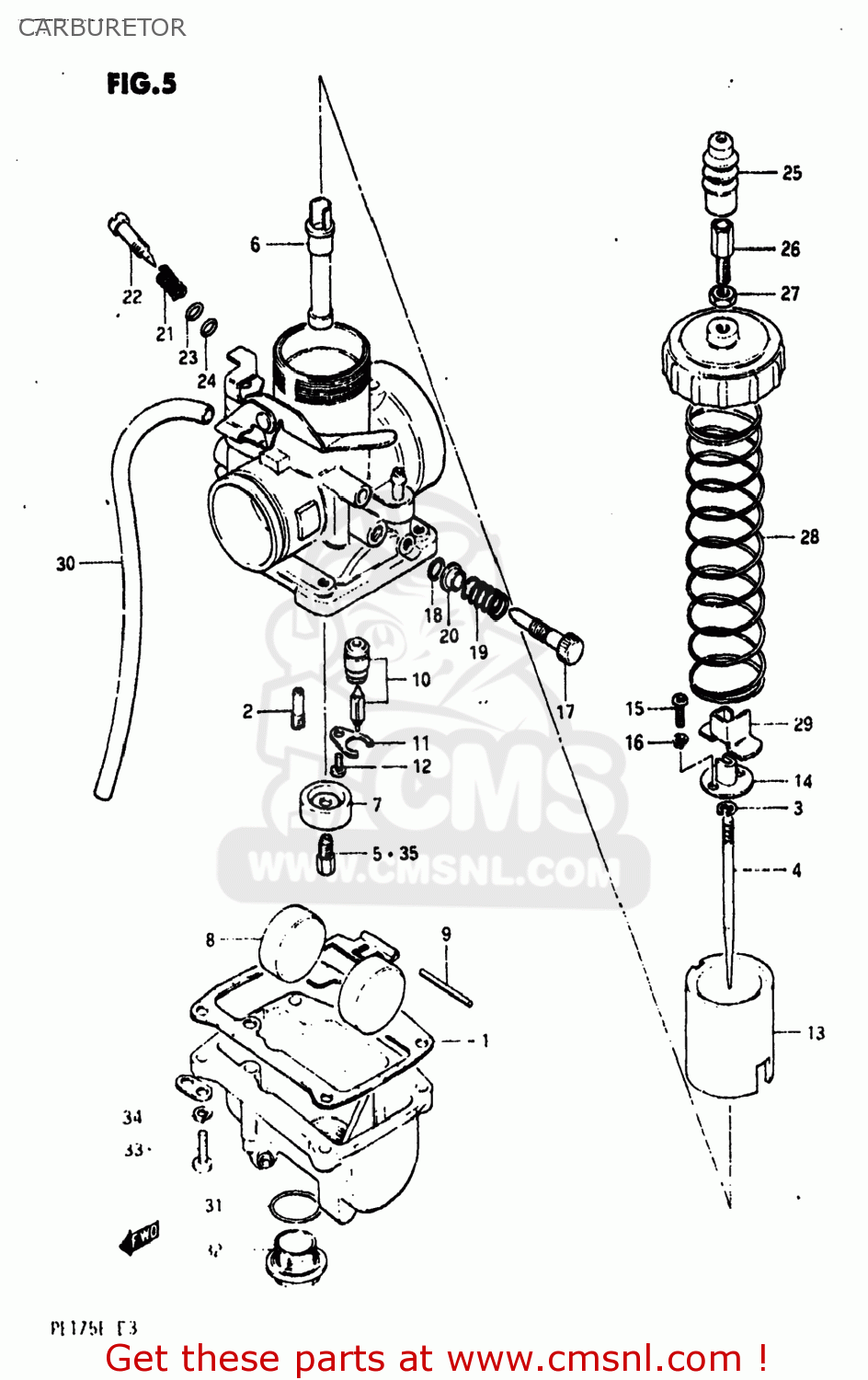 Suzuki PE175 1984 (E) USA (E03) CARBURETOR - buy original CARBURETOR ...