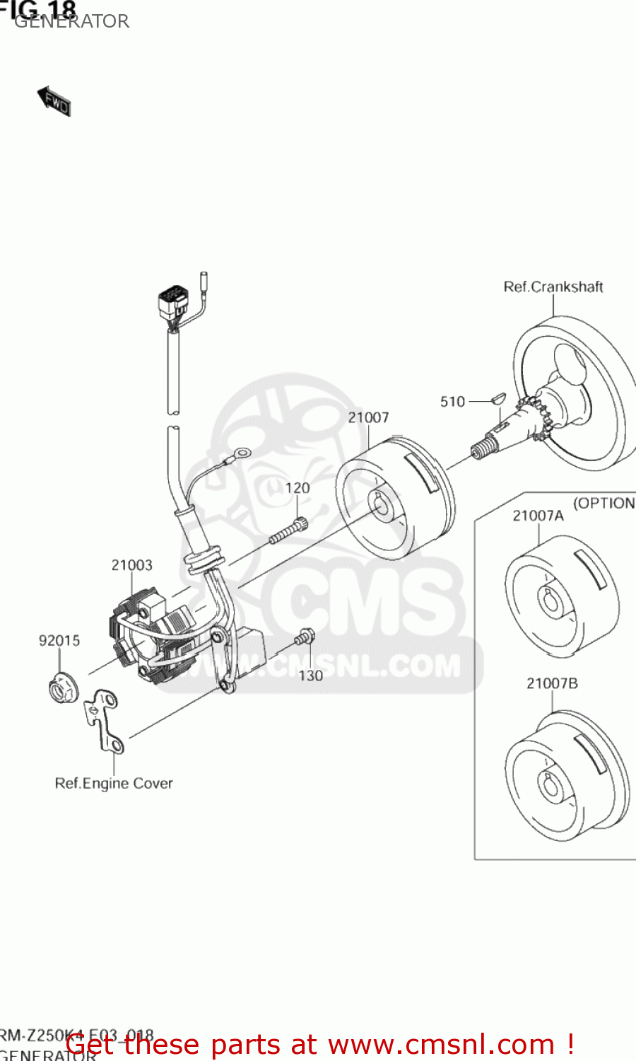 Suzuki RM-Z250 2004 (K4) USA (E03) RMZ250 RM Z250 GENERATOR - buy ...
