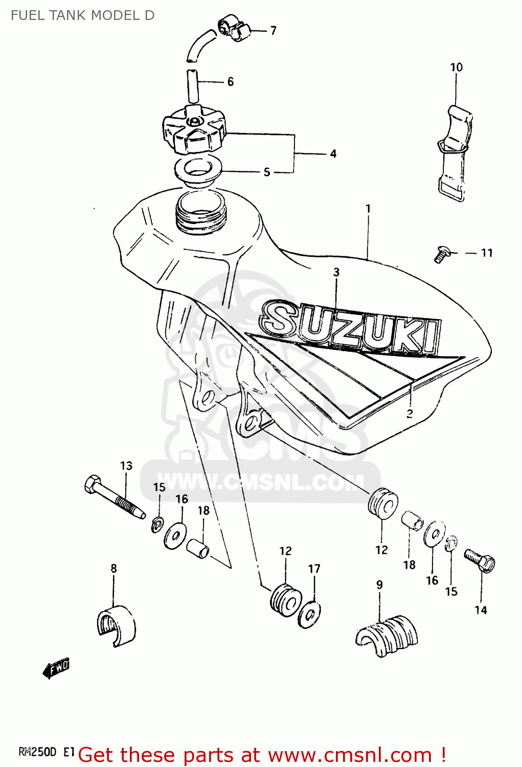 Suzuki RM250 1982 (Z) FUEL TANK MODEL D - buy original FUEL TANK MODEL ...