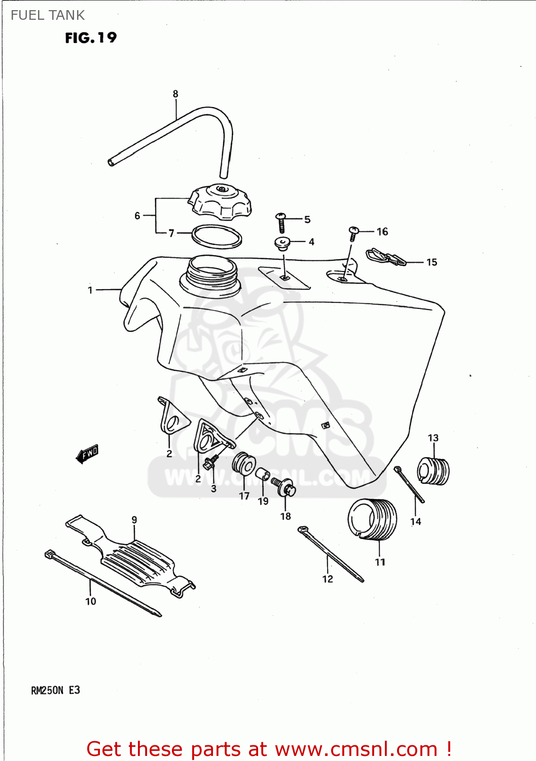 Suzuki RM250 1989 (K) USA (E03) FUEL TANK - buy original FUEL TANK ...