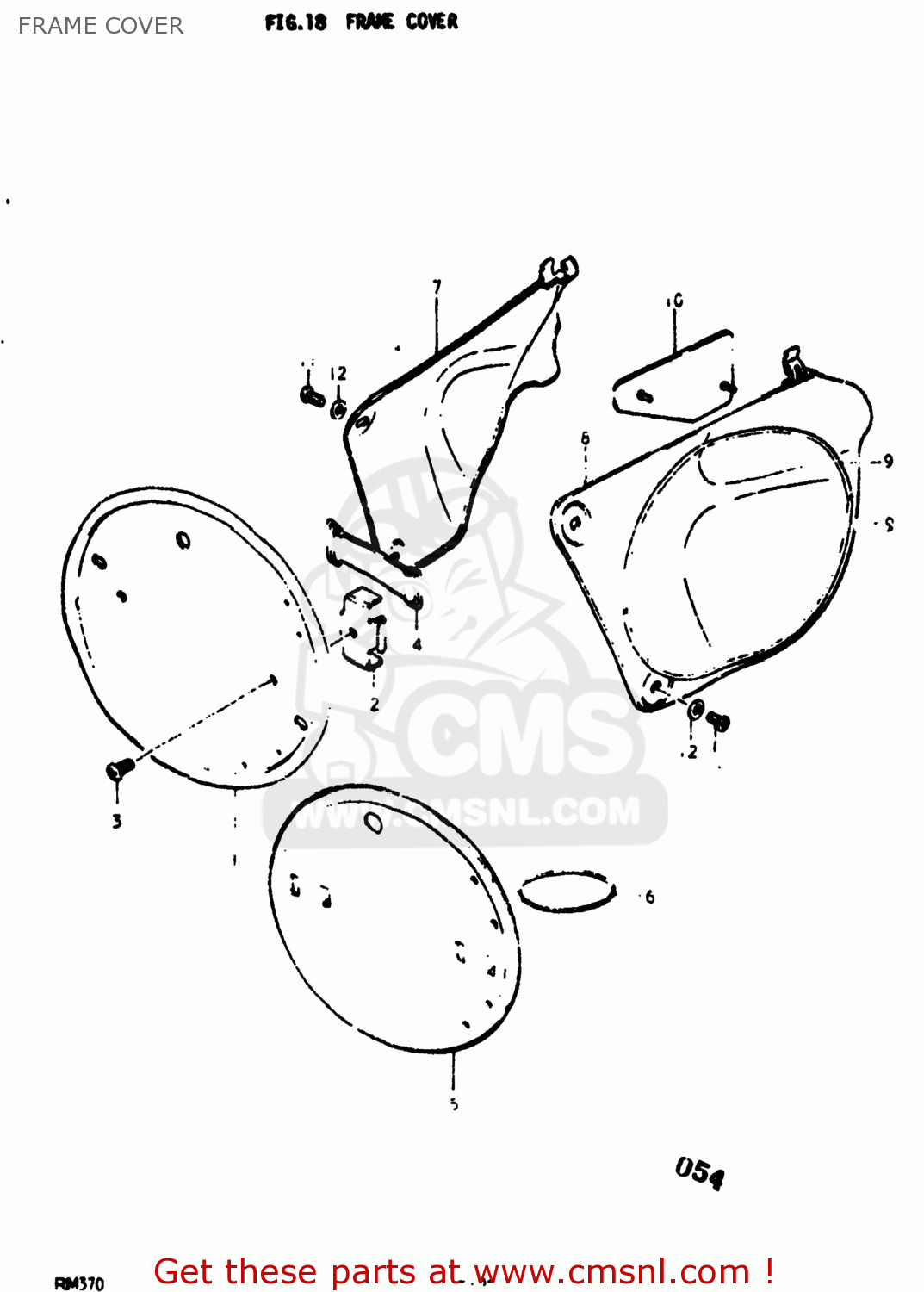 Suzuki RM370 1977 (B) USA (E03) FRAME COVER - buy original FRAME COVER ...
