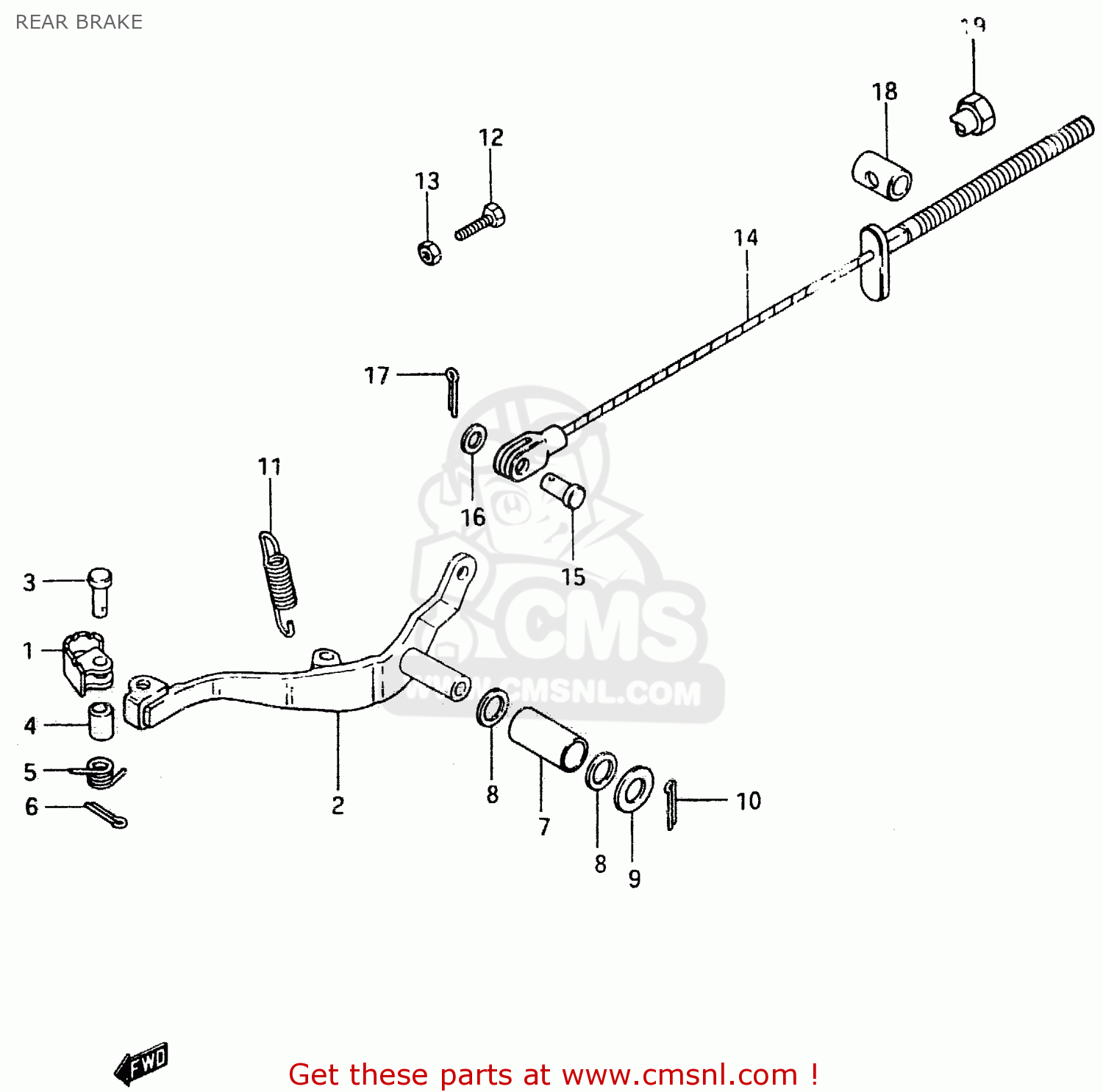 Suzuki RM500 1984 (E) REAR BRAKE - buy original REAR BRAKE spares online