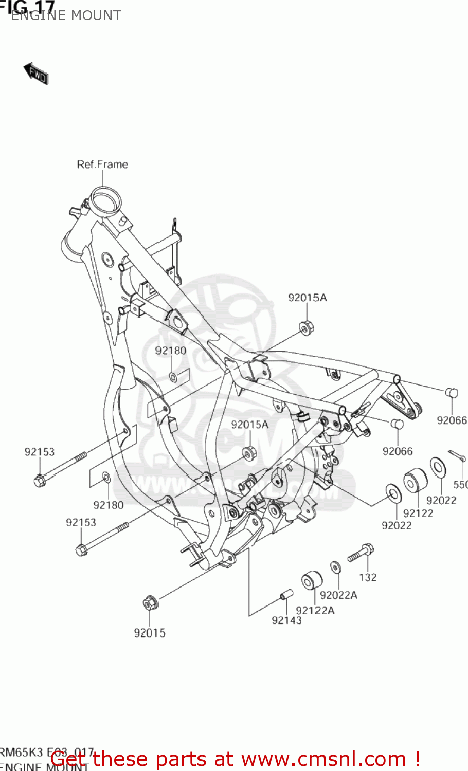 Suzuki RM65 2005 (K5) USA (E03) ENGINE MOUNT - buy original ENGINE ...