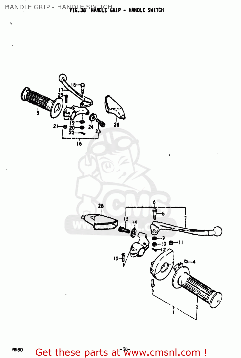 Suzuki RM80 1978 (C) USA (E03) HANDLE GRIP - HANDLE SWITCH - buy ...