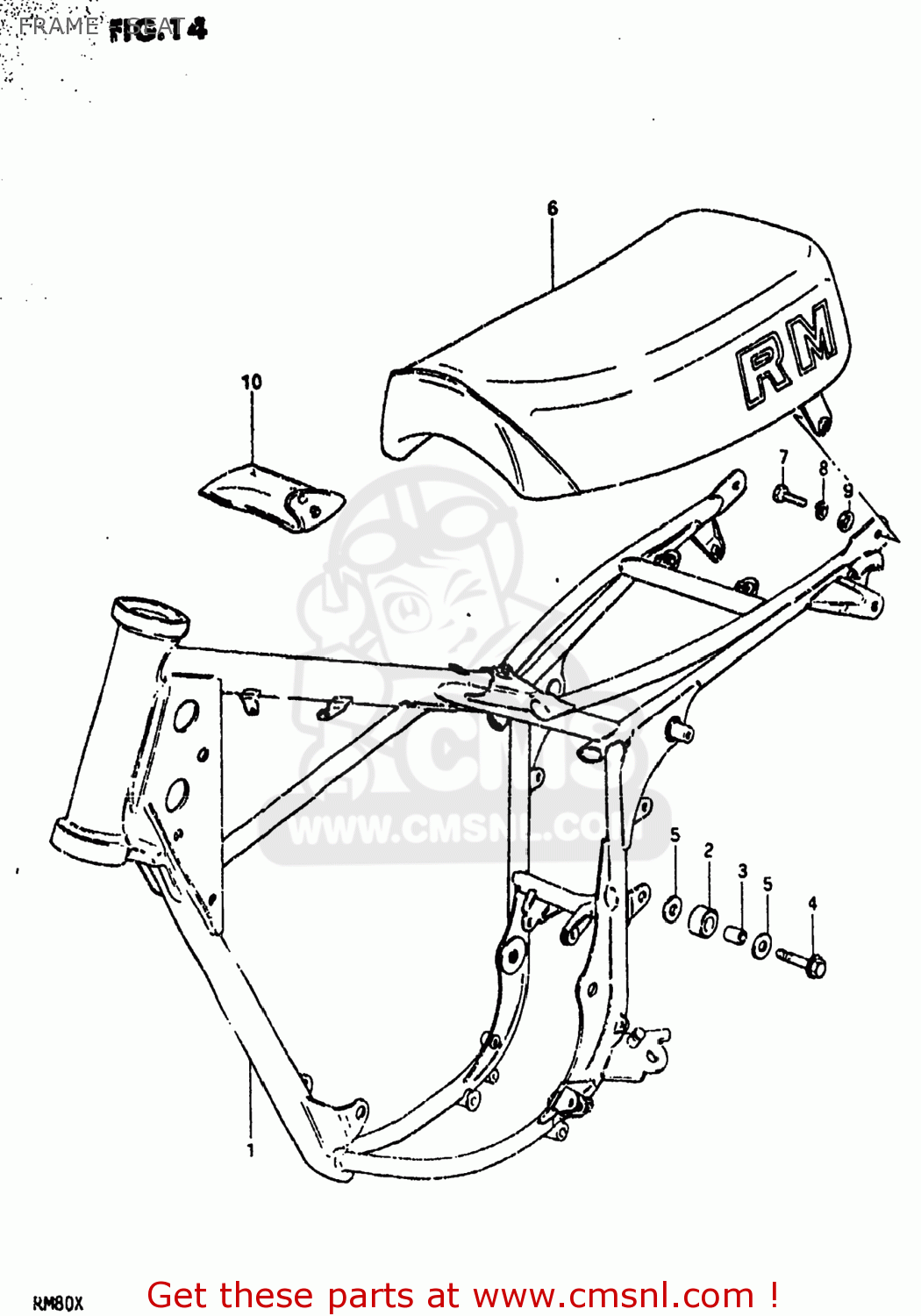 Suzuki RM80 1981 (X) USA (E03) FRAME - SEAT - buy original FRAME - SEAT ...