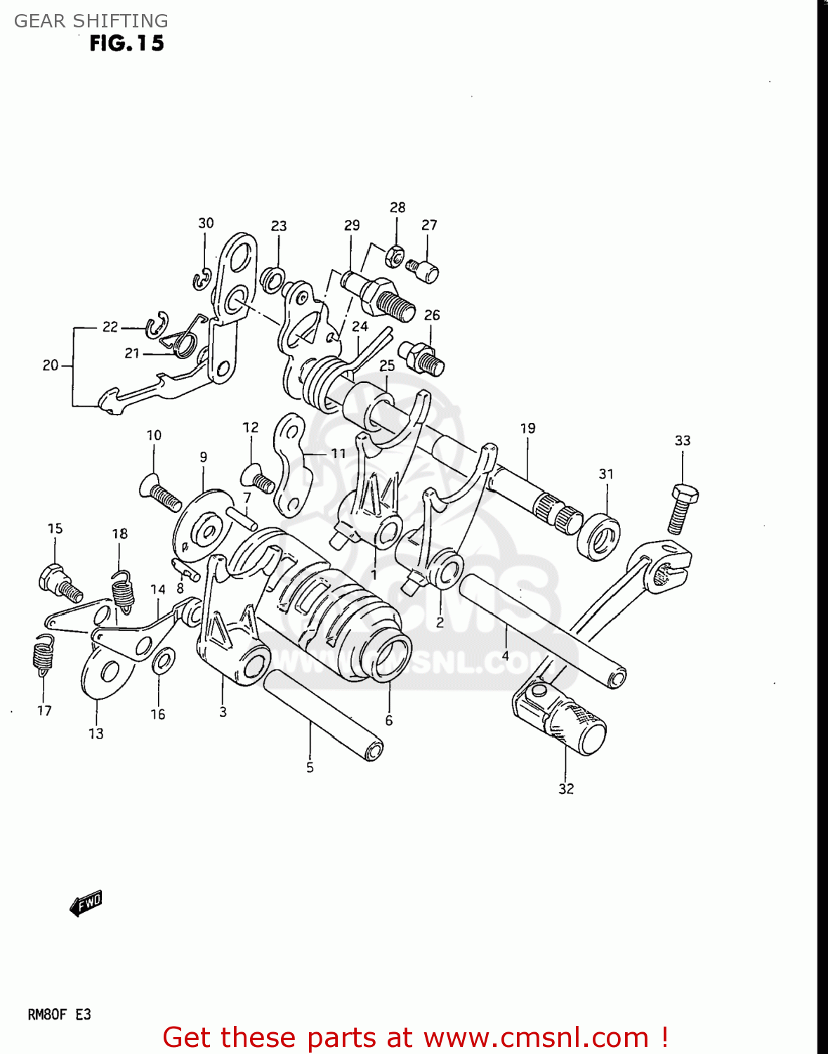 Suzuki RM80 1984 (E) USA (E03) GEAR SHIFTING - buy original GEAR ...