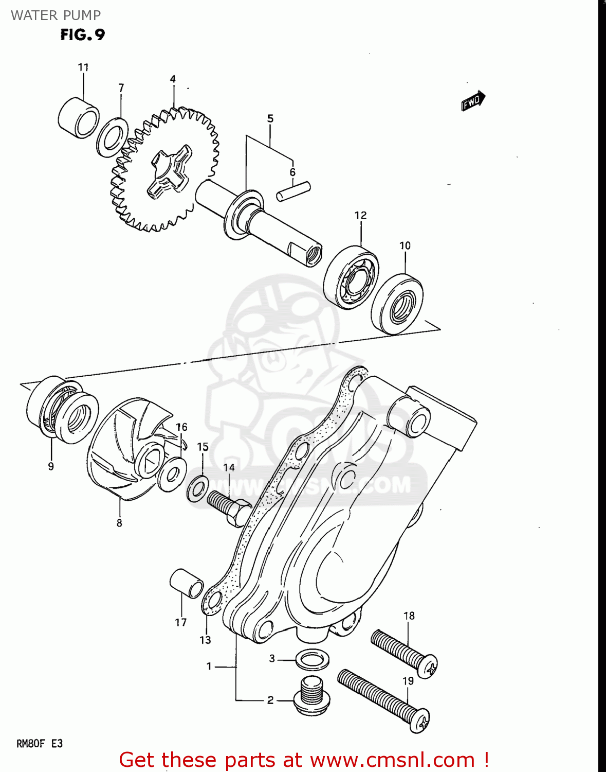 Suzuki RM80 1984 (E) USA (E03) WATER PUMP - buy original WATER PUMP ...