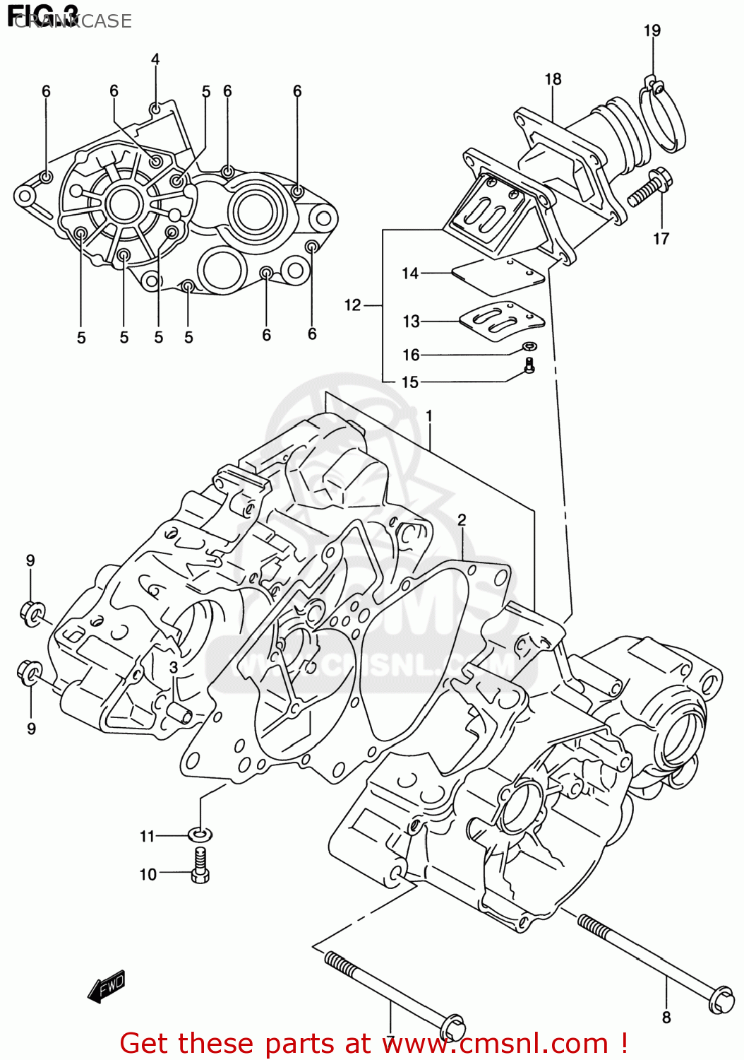 Suzuki RM80 2000 (Y) USA (E03) CRANKCASE - buy original CRANKCASE ...