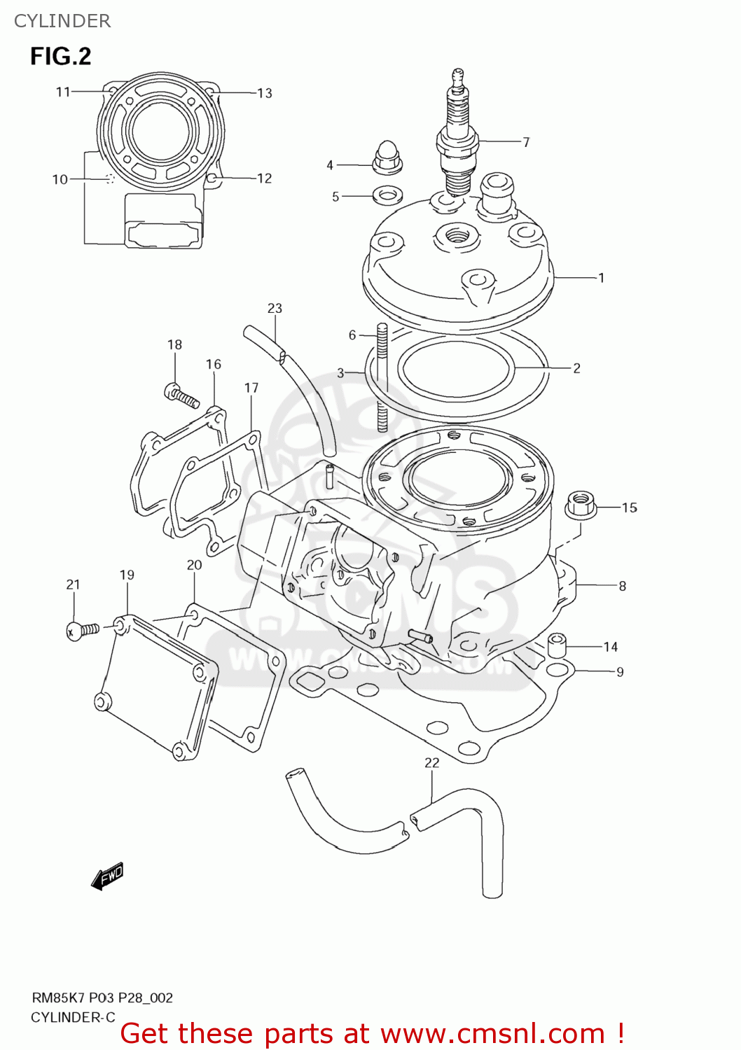 Suzuki RM85 2008 (K8) USA (E03) CYLINDER - buy original CYLINDER spares ...